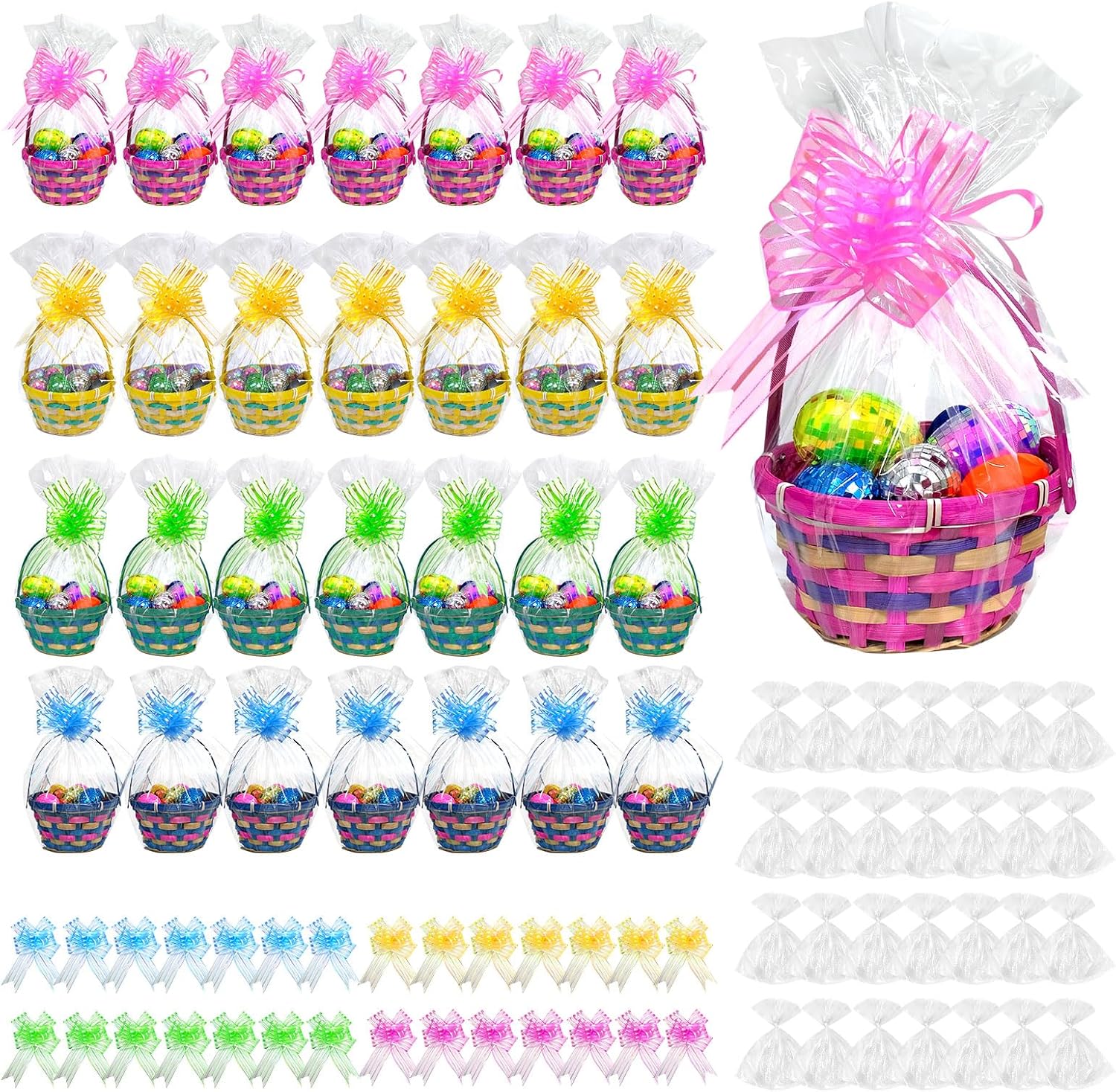 Amazon.com: TANEMUDO 28 Pcs Bamboo Easter Basket Bulk Set with Handle ...