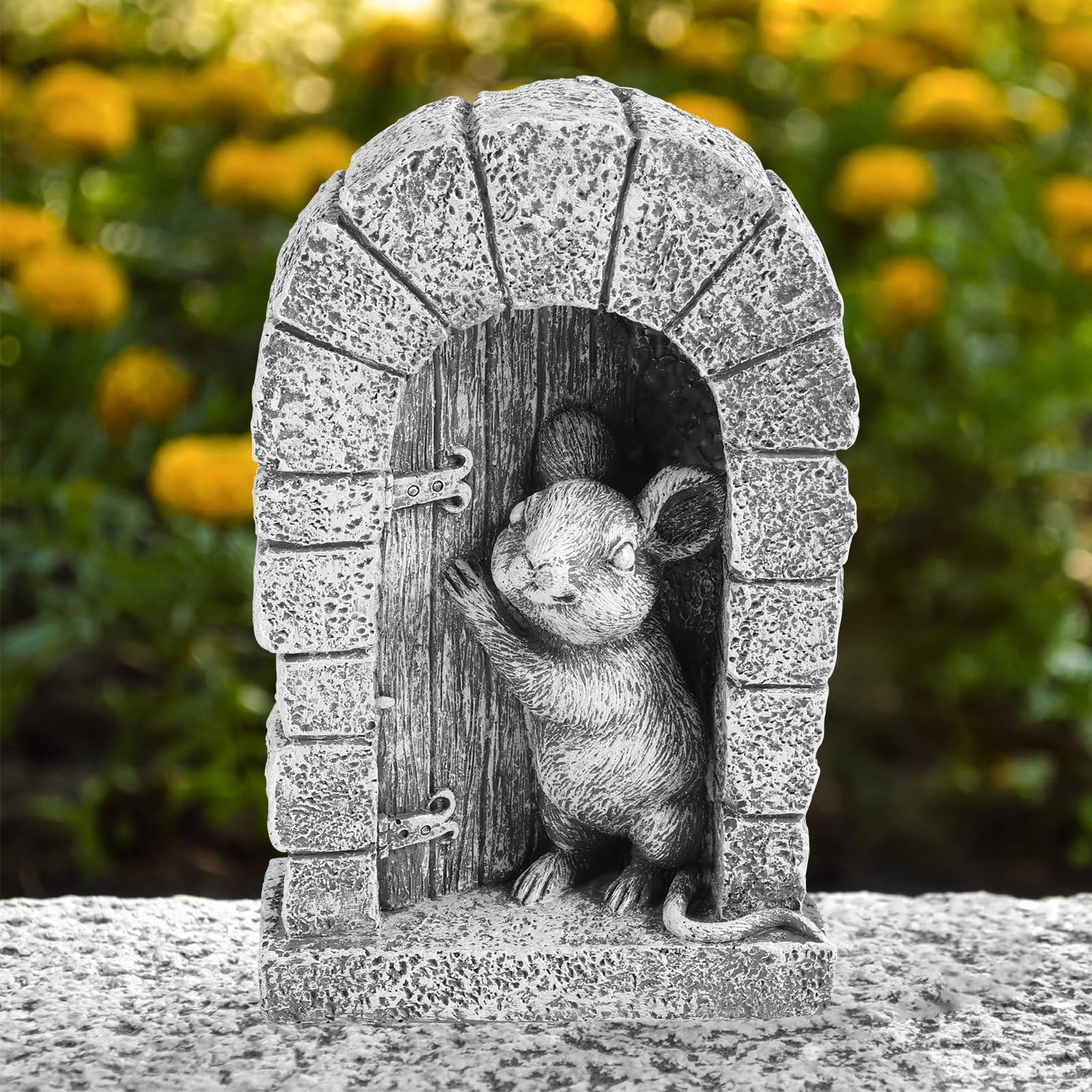 Amazon.com : Mini Mouse Garden Statue Cement Figure Concrete Sculpture ...