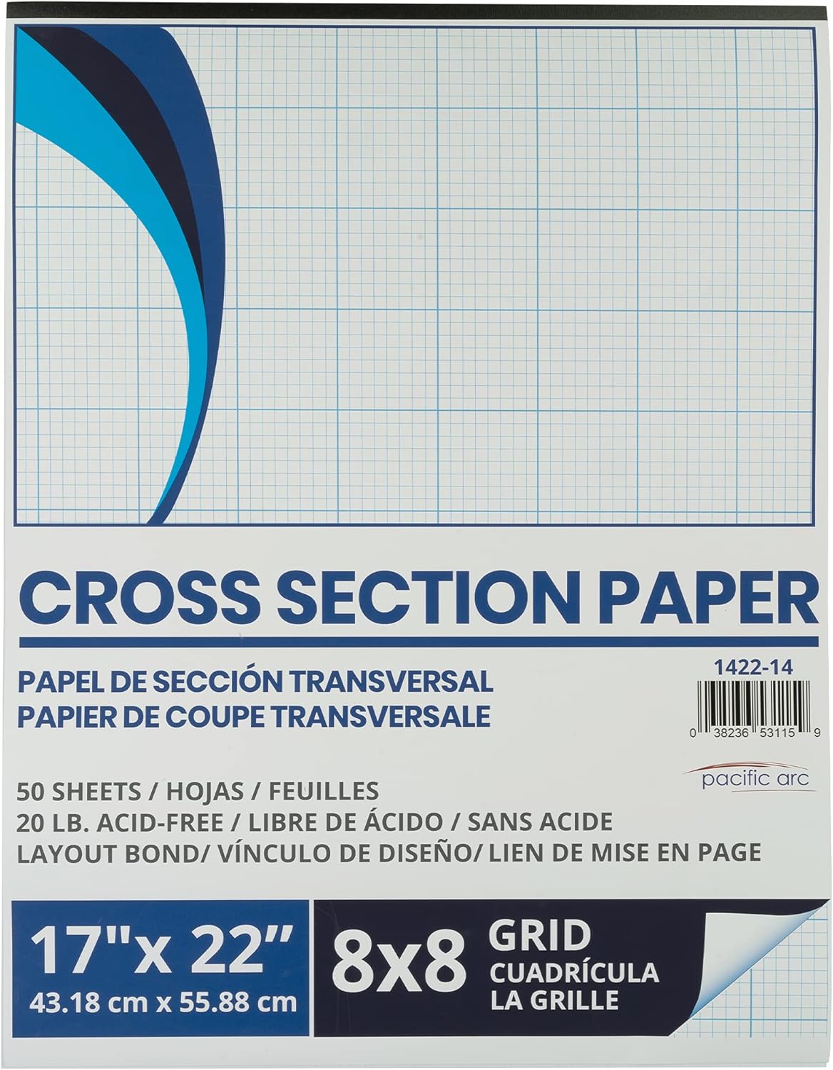 Amazon.com : Pacific Arc Cross Section Paper Pad, 50 Sheets, 17 Inch x ...