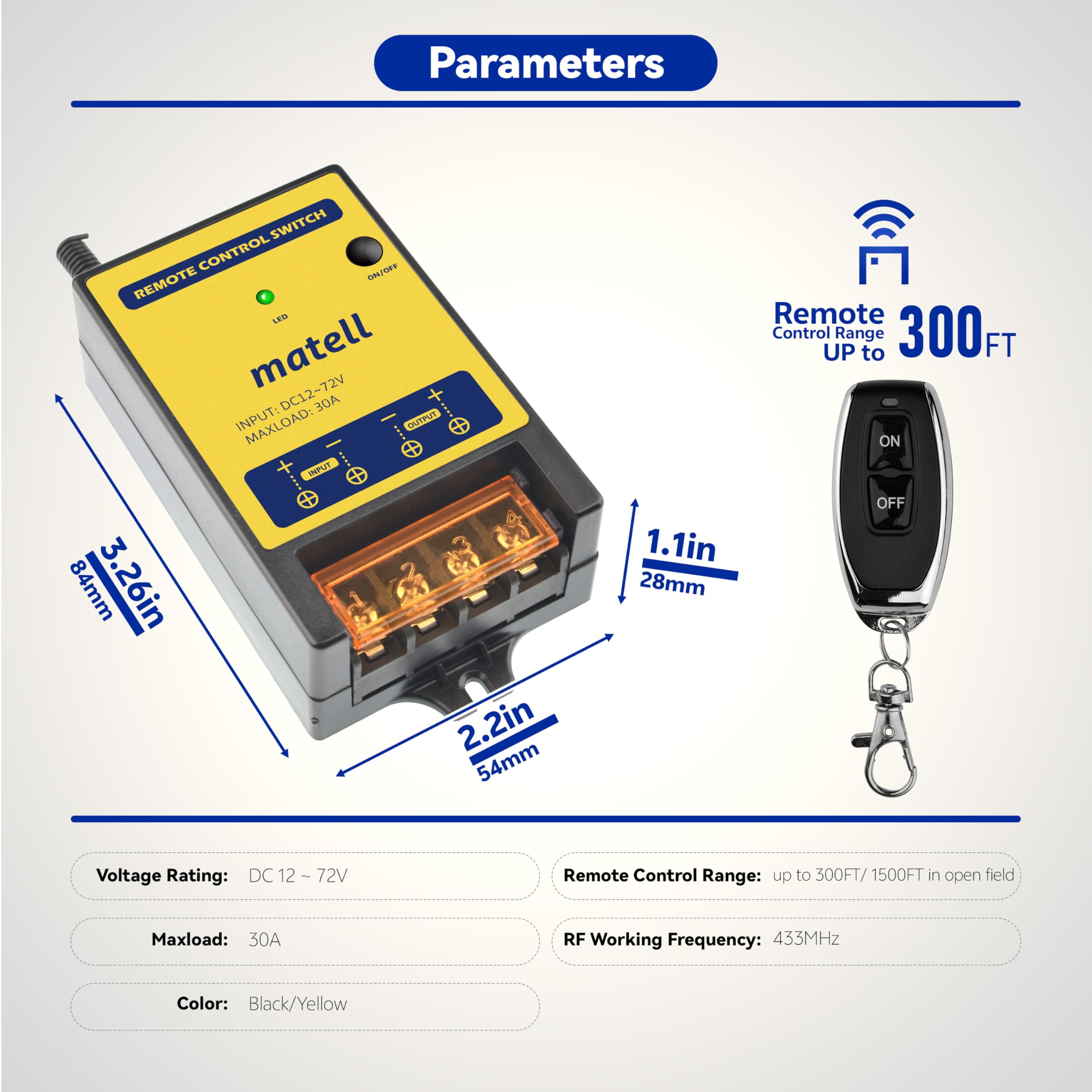 Snapklik.com : Matell Wireless Remote Control Switch DC 12V/24V/48V/72V ...