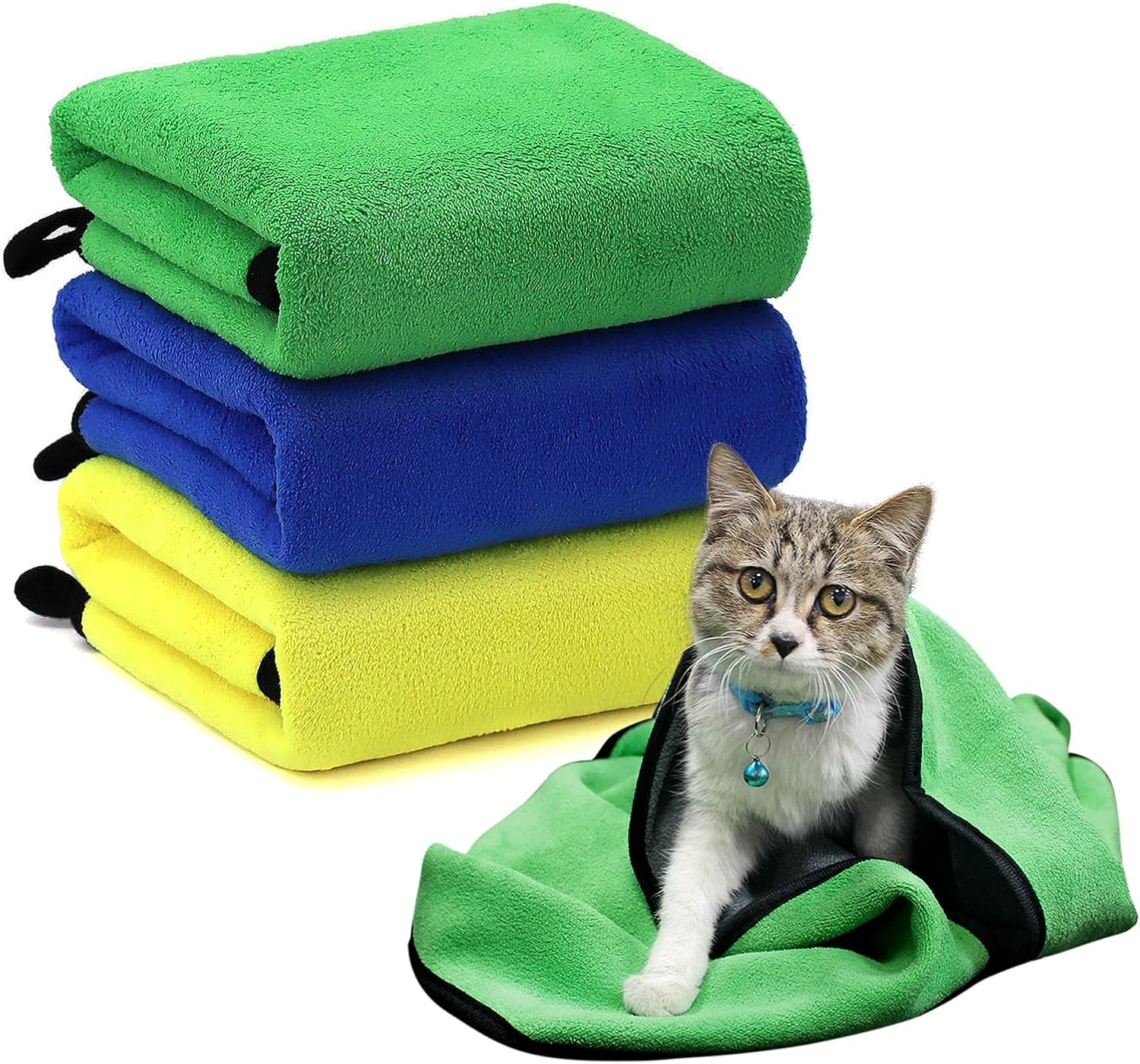 Amazon.com: pawstrip 3 Pcs Dog Bath Towel Super Absorbent Puppy Drying ...