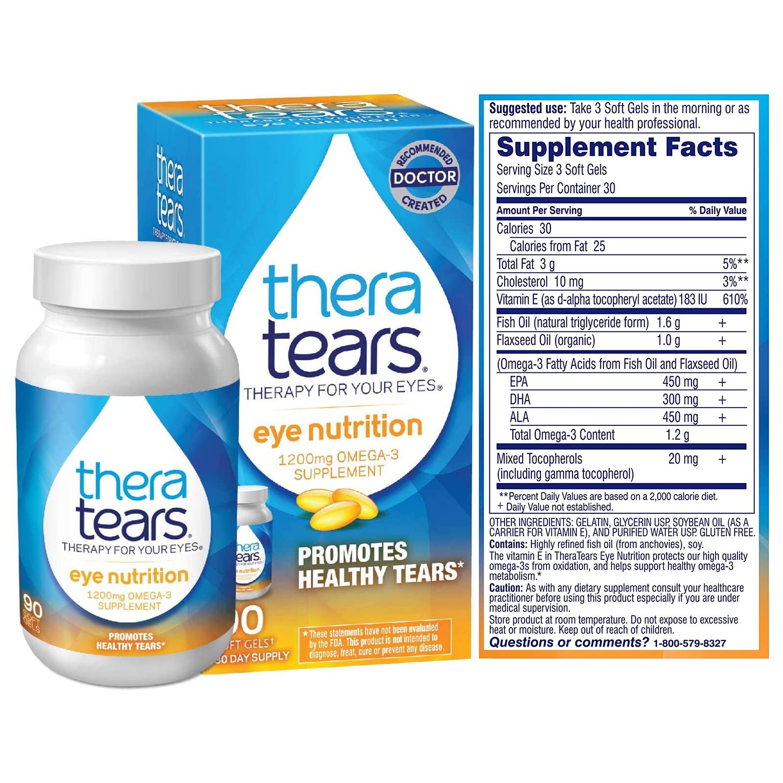 Snapklik.com : TheraTears 1200mg Omega 3 Supplement For Eye Nutrition ...