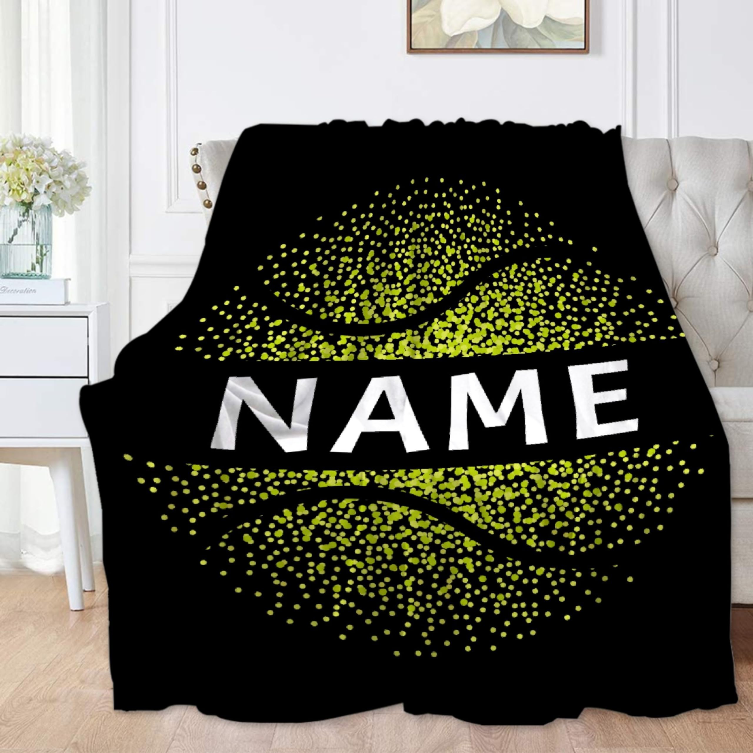 Amazon.com: Tennis Ball Custom Blanket with Words Soft Customized ...