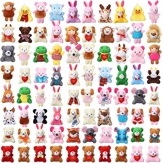 Amazon.com: Skylety 80 Pieces Mini Stuffed Animal Toys Small Animal ...