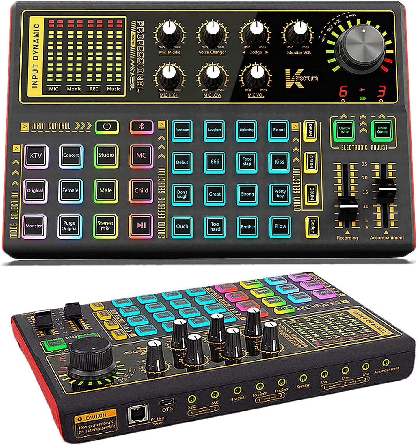 Amazon.com: Pro Audio Mixer, K800 Live Sound Card and Audio Interface ...
