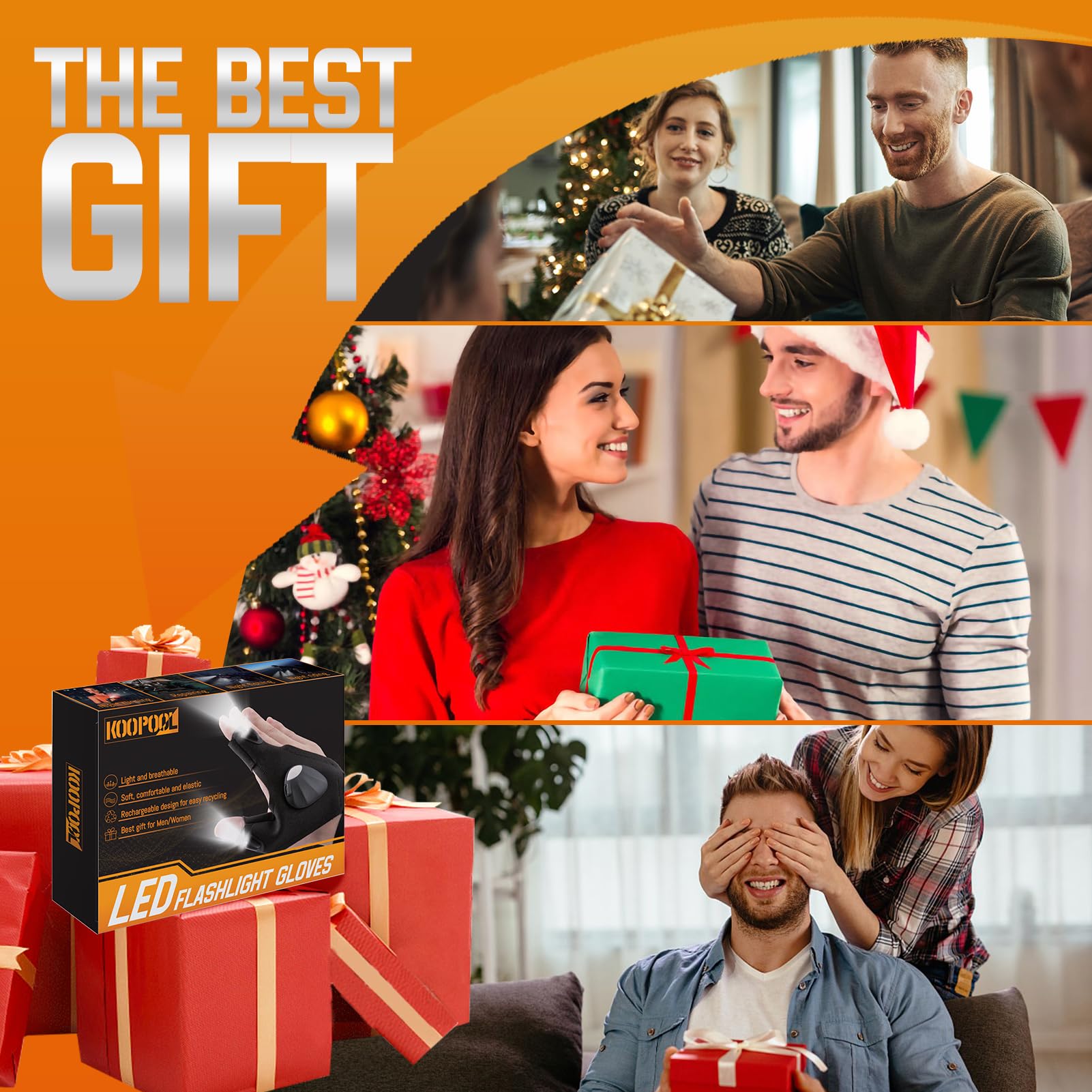 Snapklik.com : KOOPOOL LED Rechargeable Flashlight Gloves Outdoor ...