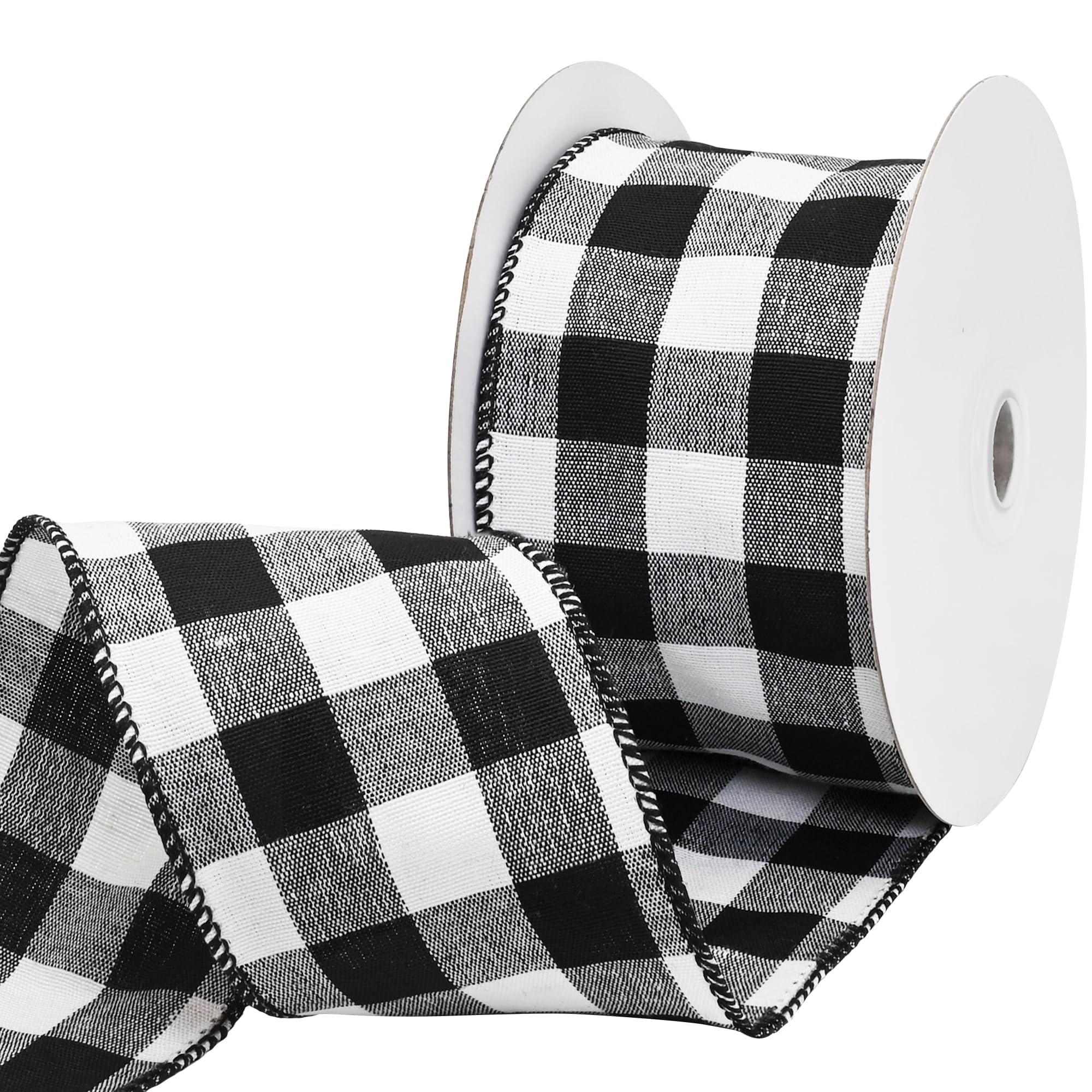 Amazon.com: Rilisili Black and White Buffalo Plaid Ribbon 2-1/2 Inch × ...