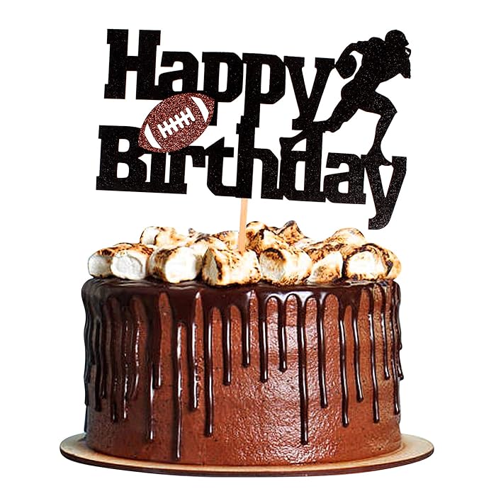 Buy Unimall Football Cake Topper Rugby Ball Happy Birthday Sign Cake ...