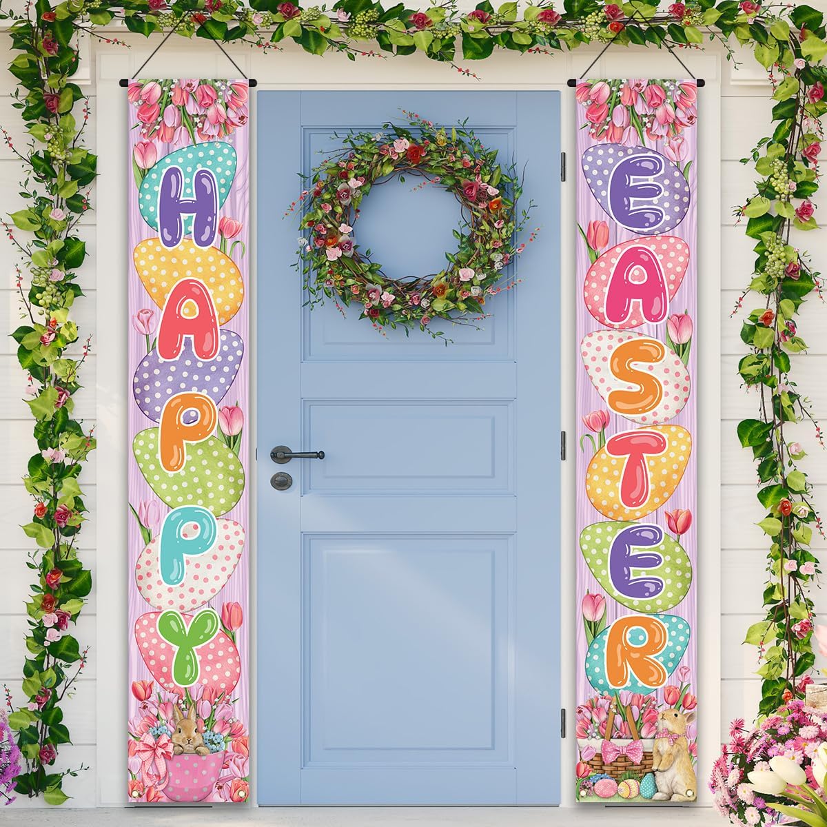 Amazon.com: Easter Decorations Happy Easter Porch Banner Religious ...