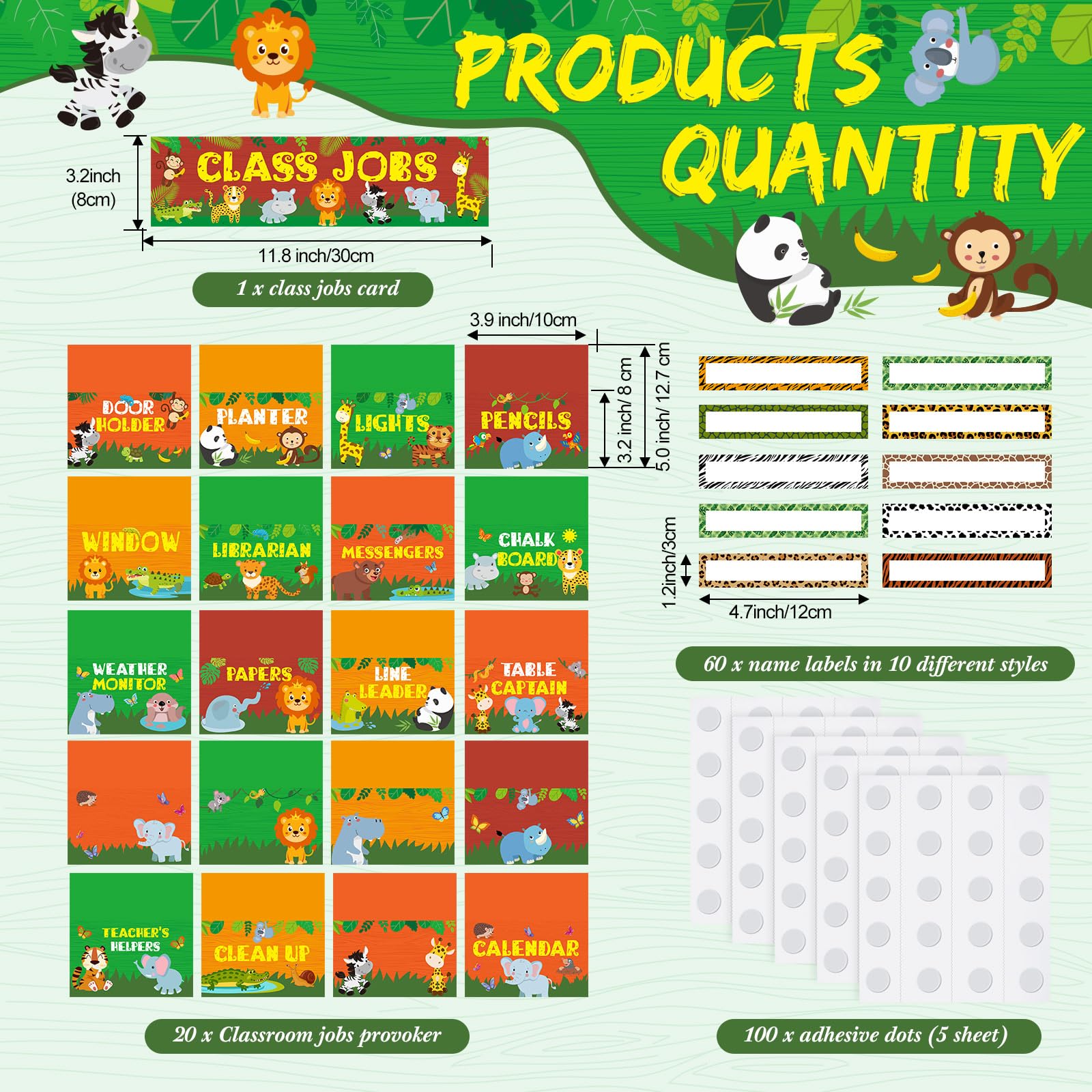 Snapklik.com : Pasimy 81 Pcs Jungle Animals Class Jobs Chart Classroom ...