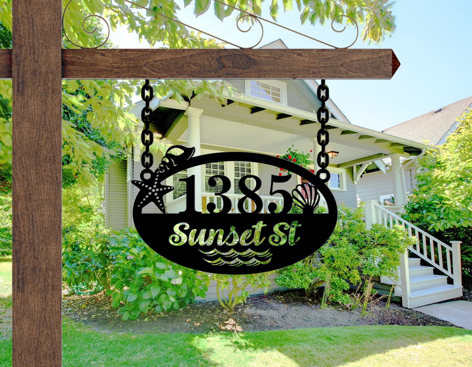 Amazon.com: Hanging Address Sign, Metal Starfish House Numbers, Modern ...