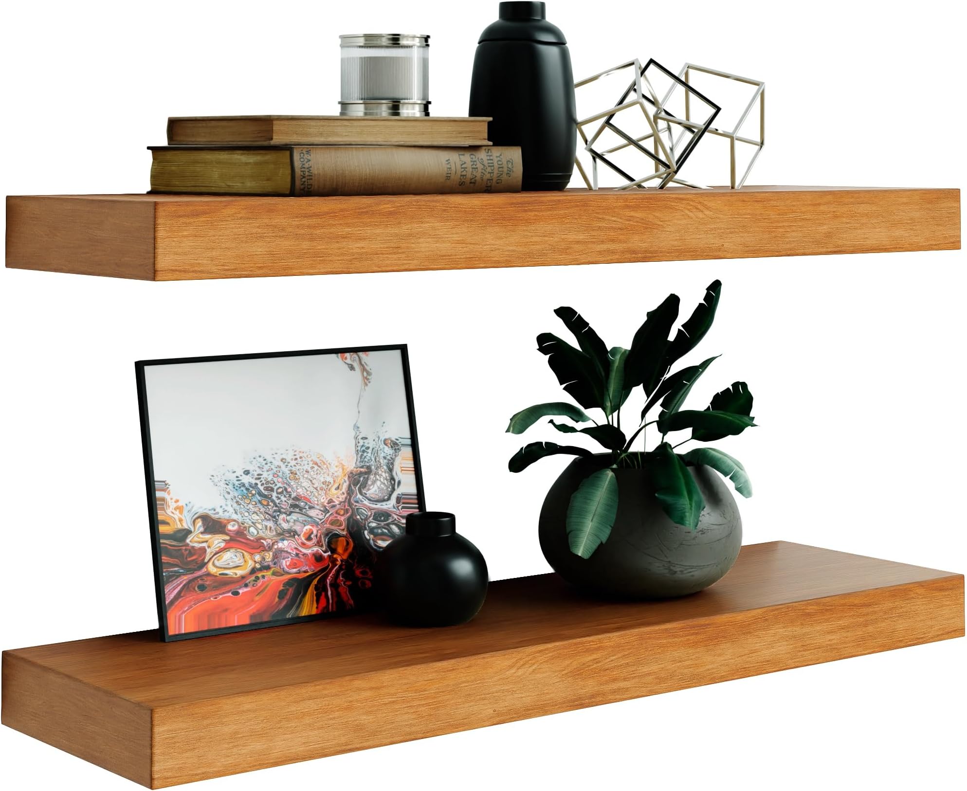 Amazon.com: Urban Legacy Deep Floating Shelves | Torched Oak Hardwood ...