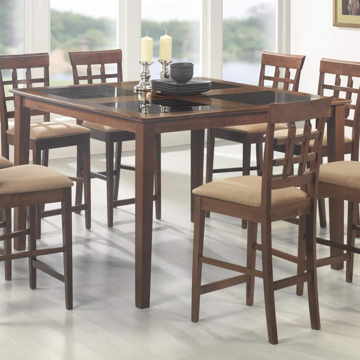 Amazon.com: Mix Match Counter Height Walnut Dining Table by Coaster ...
