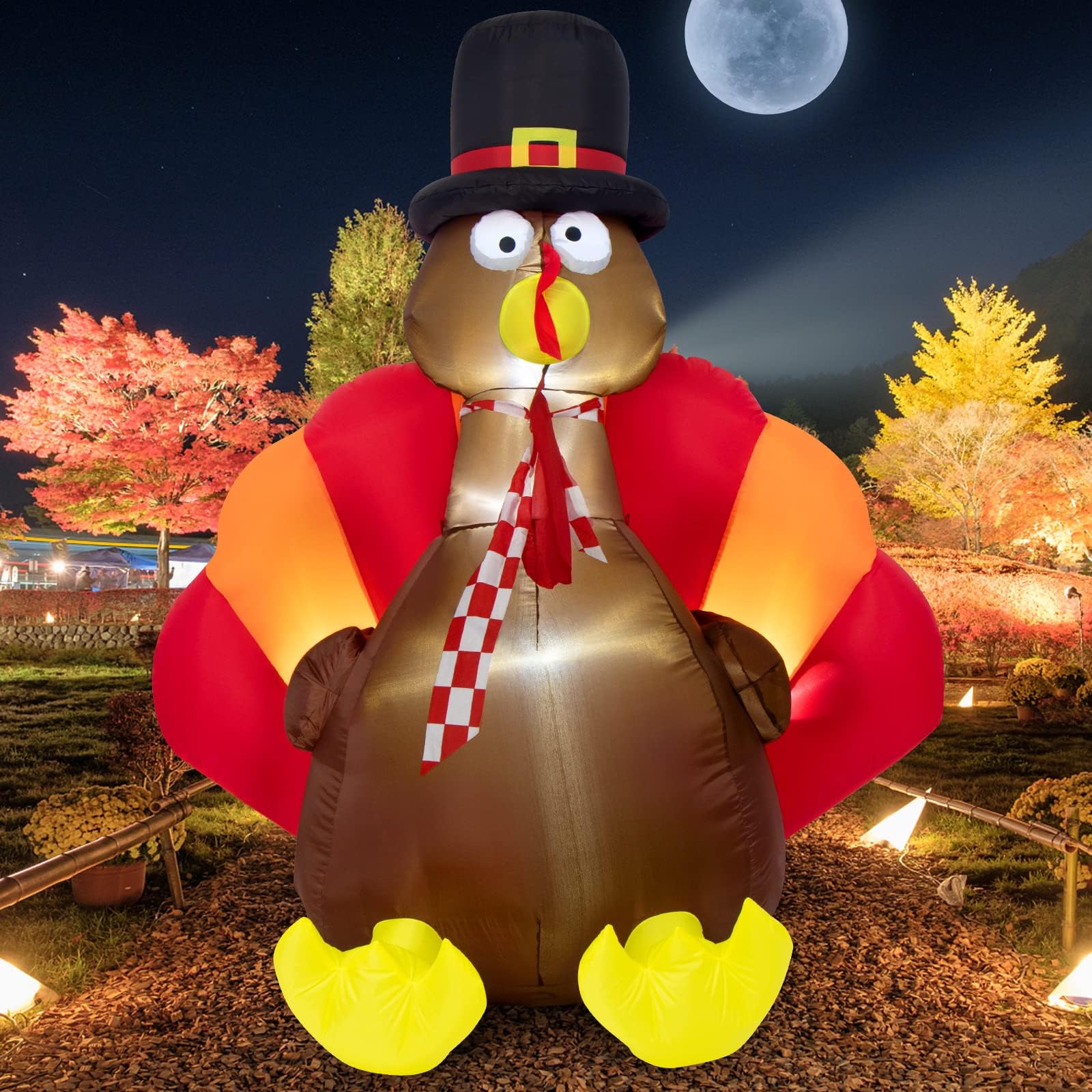 Amazon.com: Takuvan Thanksgiving 6FT Inflatable Turkey with Pilgrim Hat ...