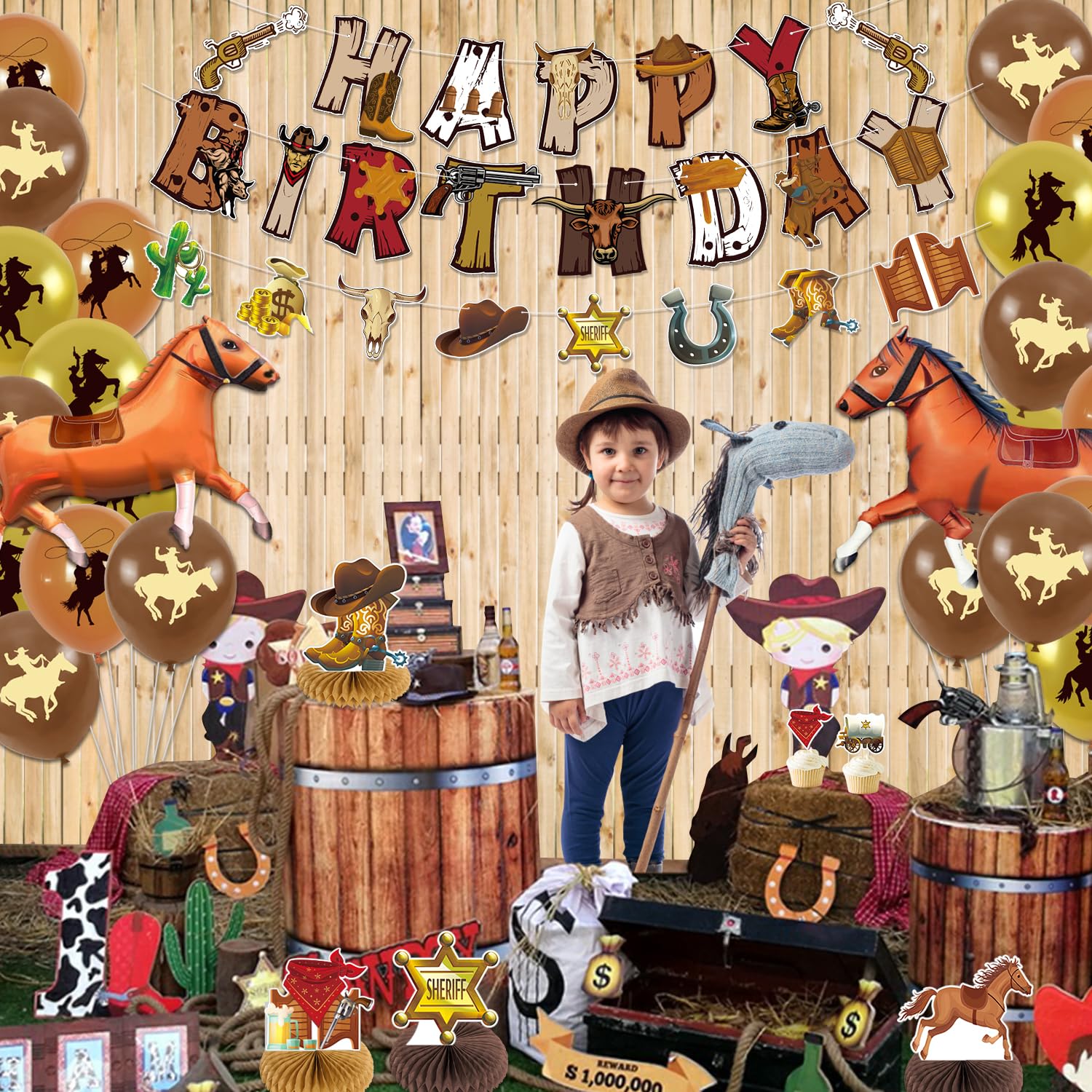 Cowboy Themed Birthday Party Decorations 1pc My Cake Toppers Glitter