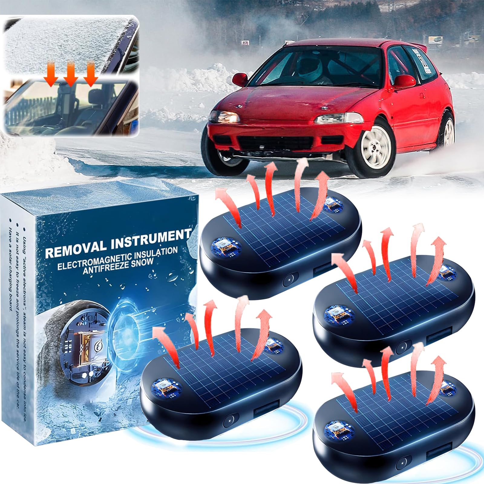 Weraeraw 4pcs AntiFreeze Electromagnetic Car Snow Removal Device, Solar ...