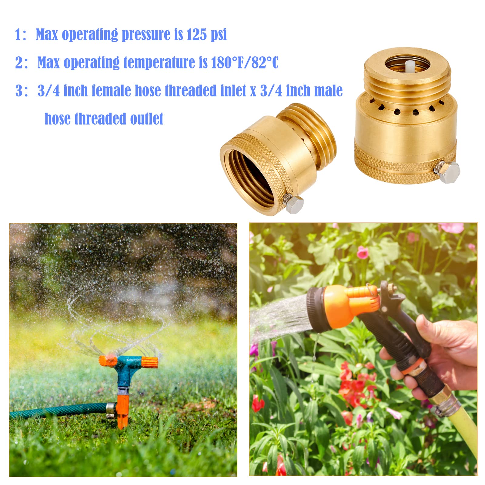 Snapklik.com : 2 Pack Brass Vacuum Breaker 3/4" Inch GHT Hose Bibb ...