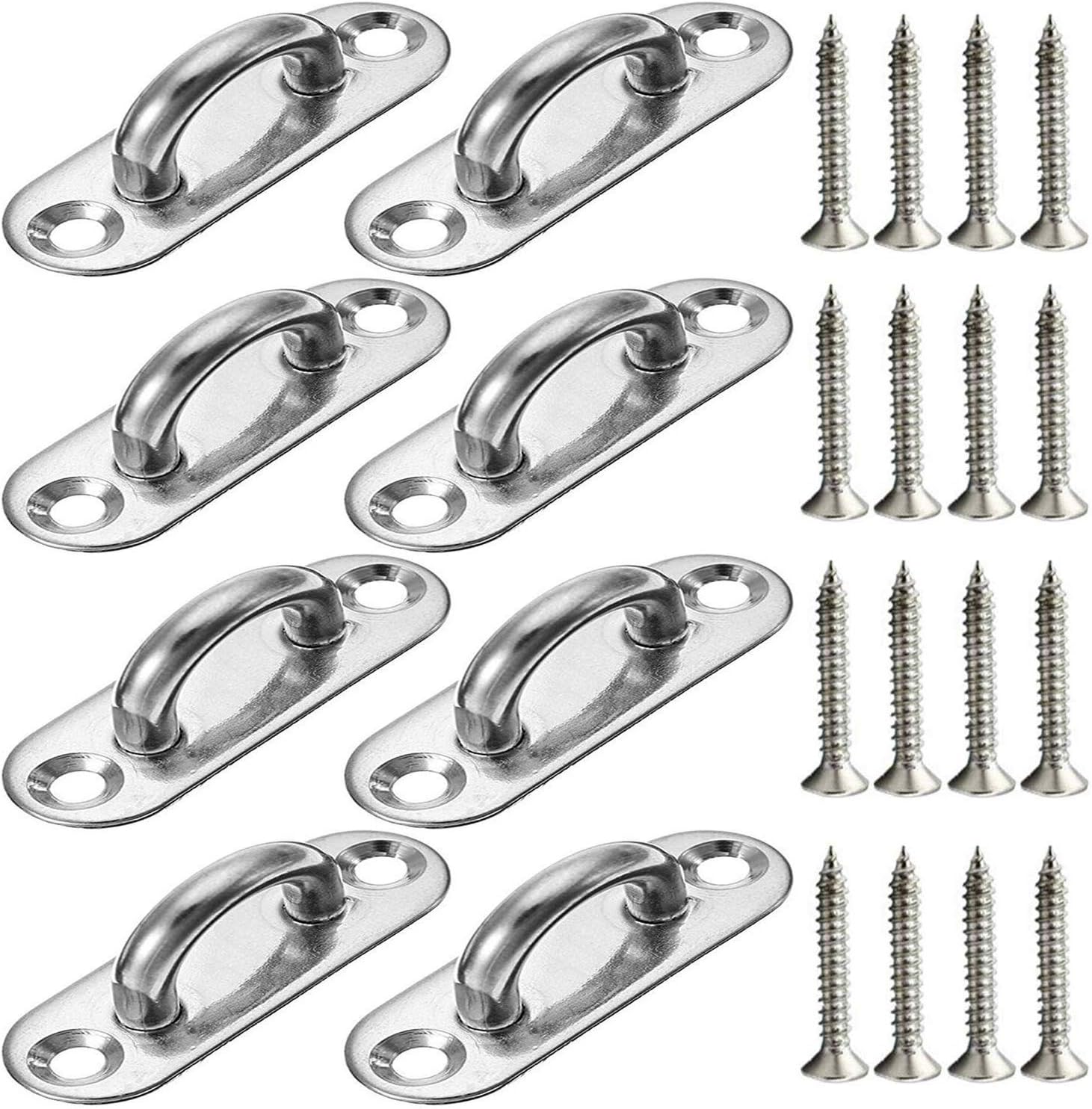 Amazon.com: BESTOMZ 4 Pcs Stainless Steel Oblong Pad Eye Plate Staple ...