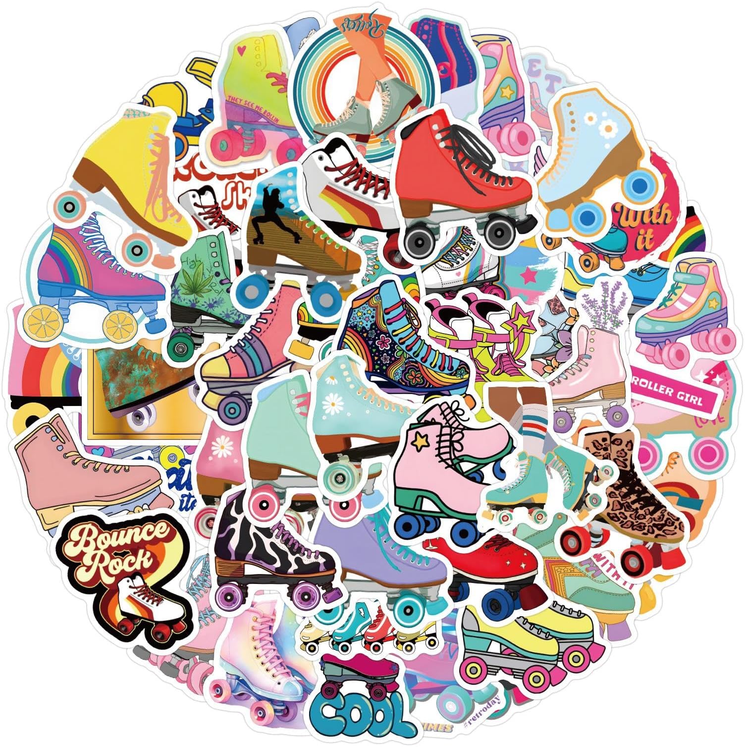 Amazon.com: 110pcs Roller Skating Stickers Cool Colorful Waterproof ...