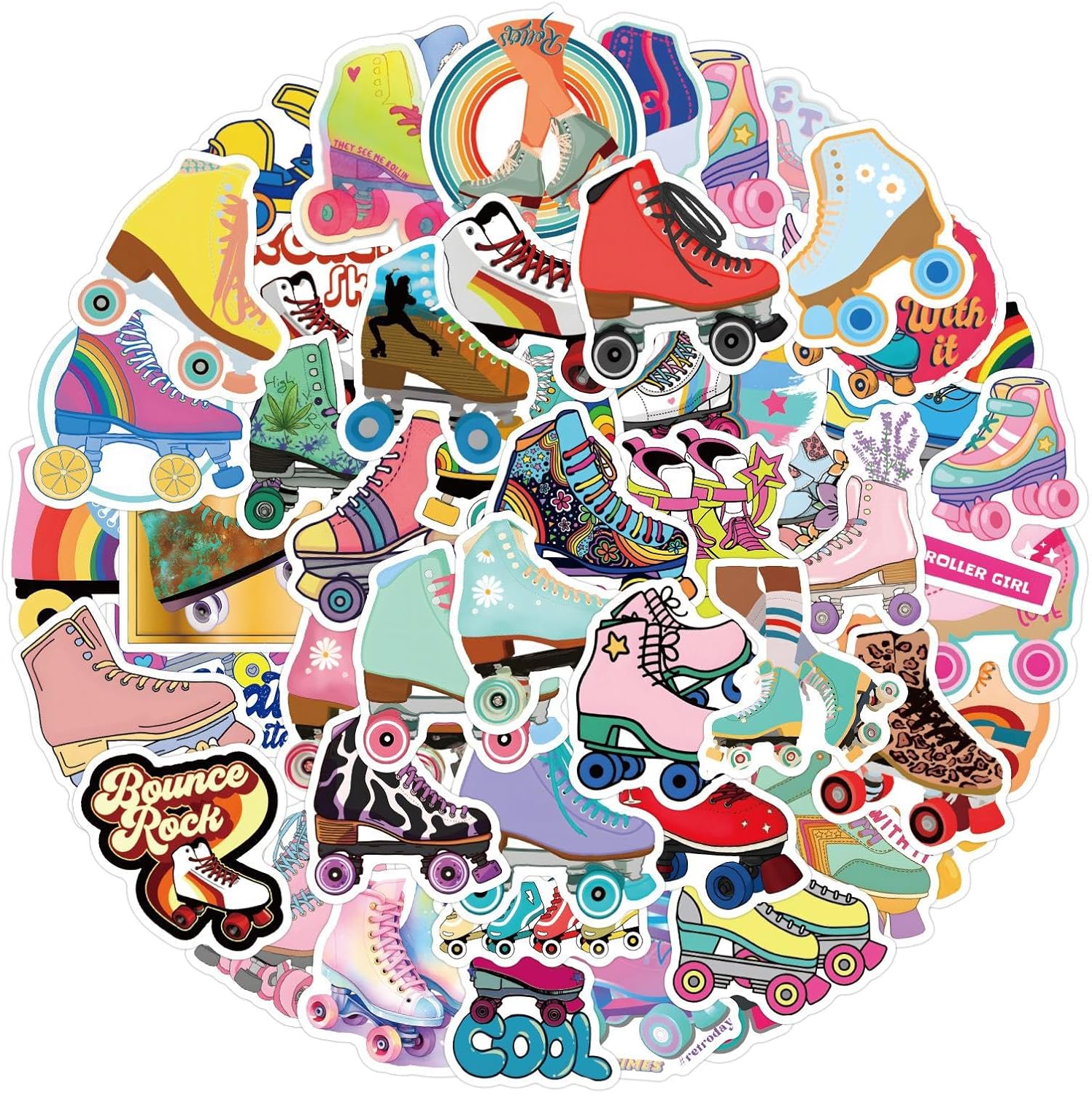 Amazon.com: 110pcs Roller Skating Stickers Cool Colorful Waterproof ...