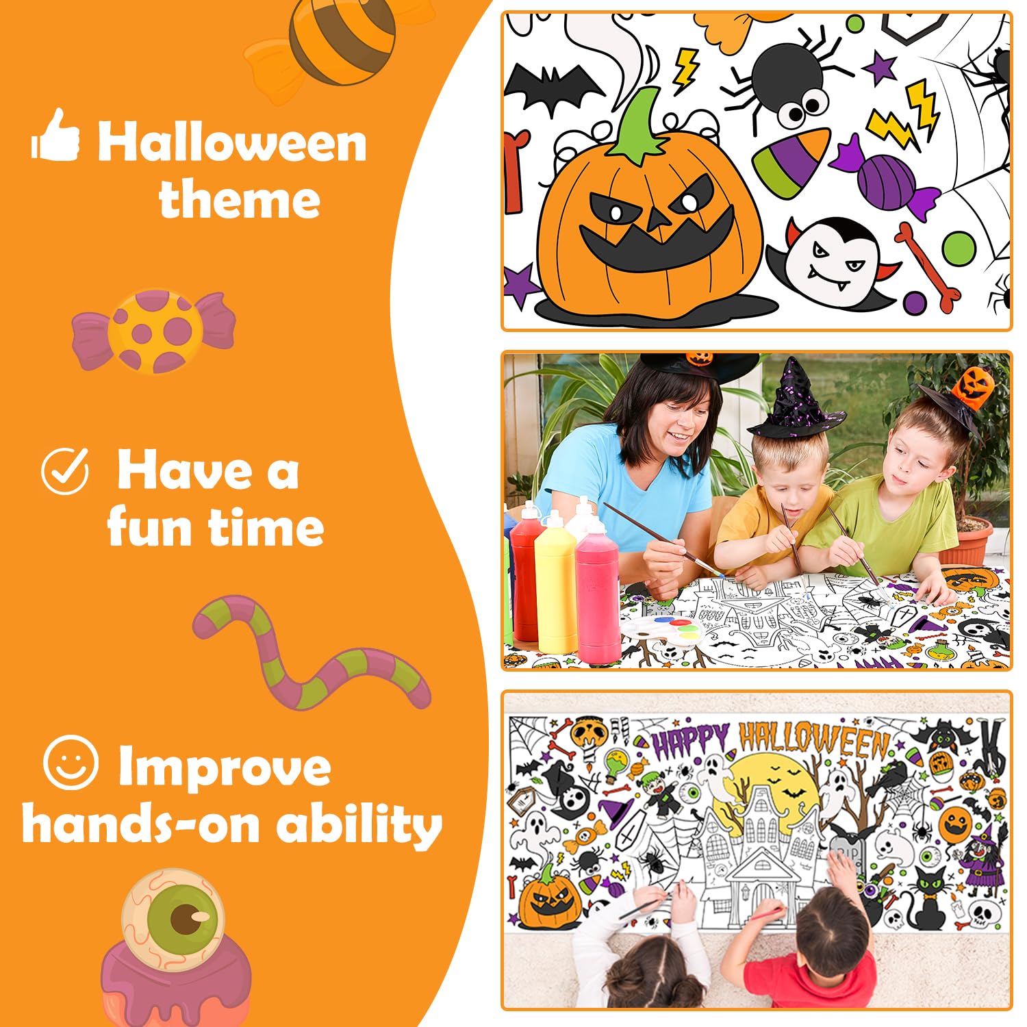 Snapklik.com : Dvbonike Giant Halloween Coloring Poster Jumbo Happy ...