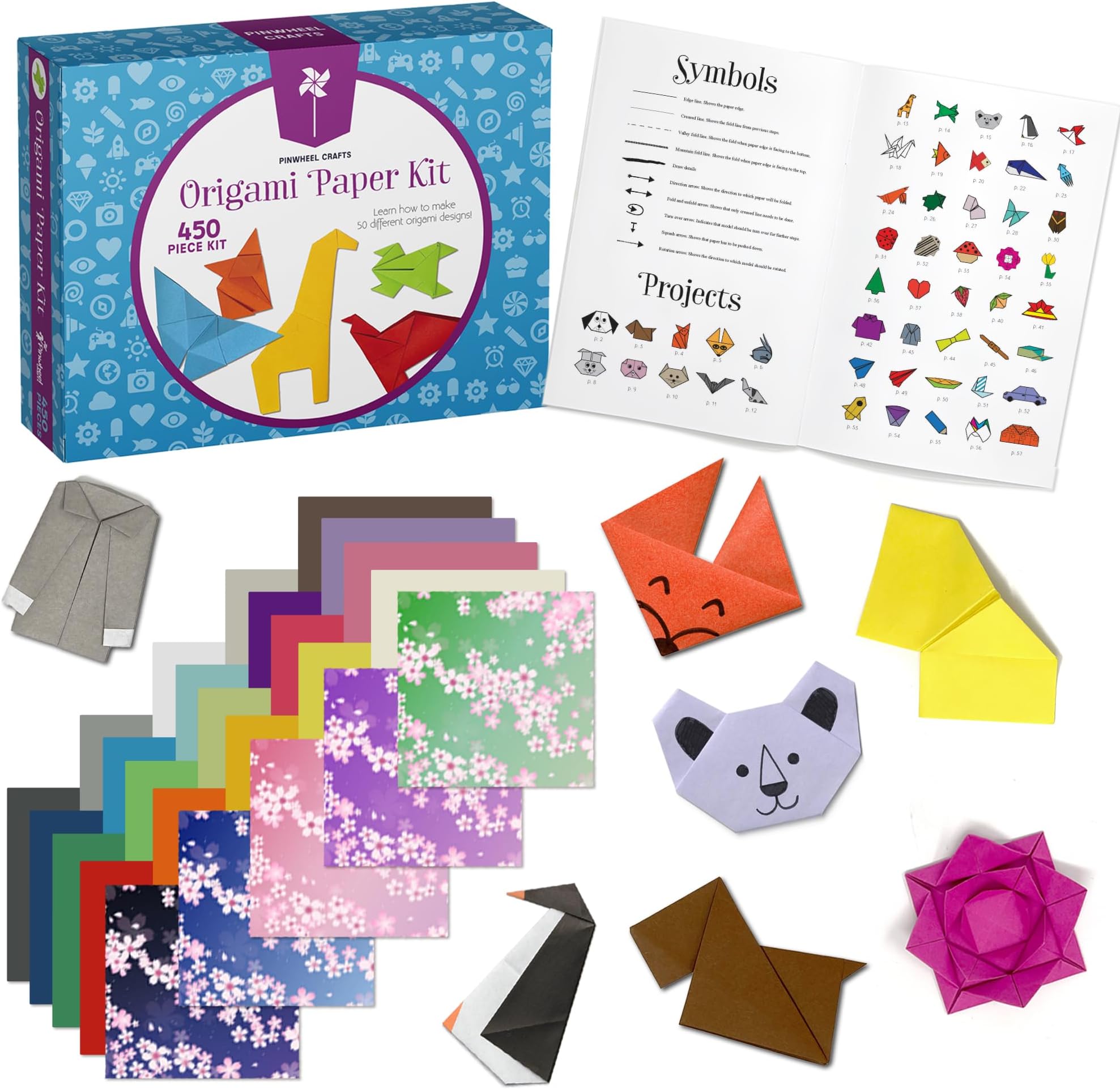 Amazon.com : Origami Paper Kit - 50 Projects, 450 Sheets of Colored and ...