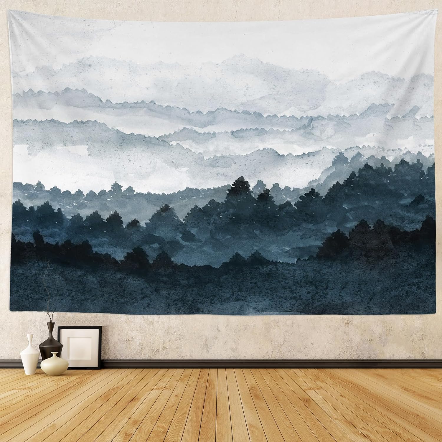Amazon.com: Misty Mountain Tapestry Wall Hanging Foggy Forest Tree ...