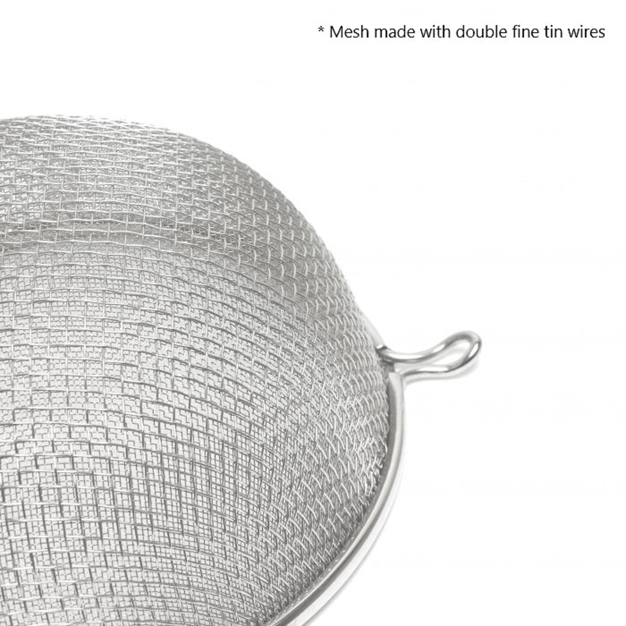 Snapklik.com : 8-Inch Double Fine Tin Mesh Strainer 6" Handle Length ...