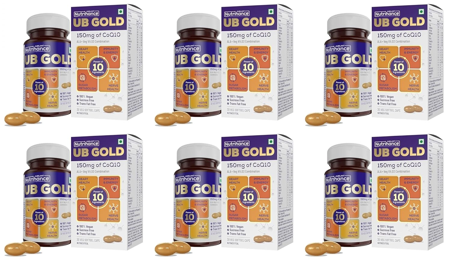 UB Gold Coenzyme Q10 (CoQ10) 150mg Supplement 100% Vegan Softgel |ALA ...