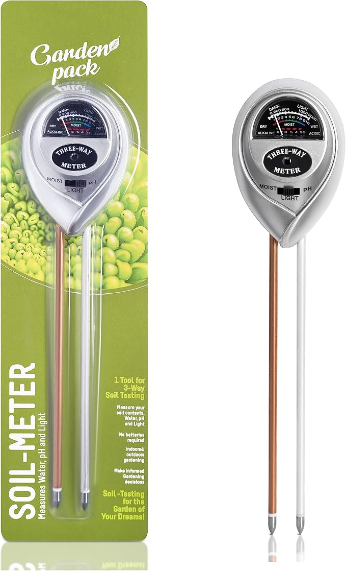 Garden Pack 3-in-1 Plant Moisture Meter pH - Moisture - Light Tester ...