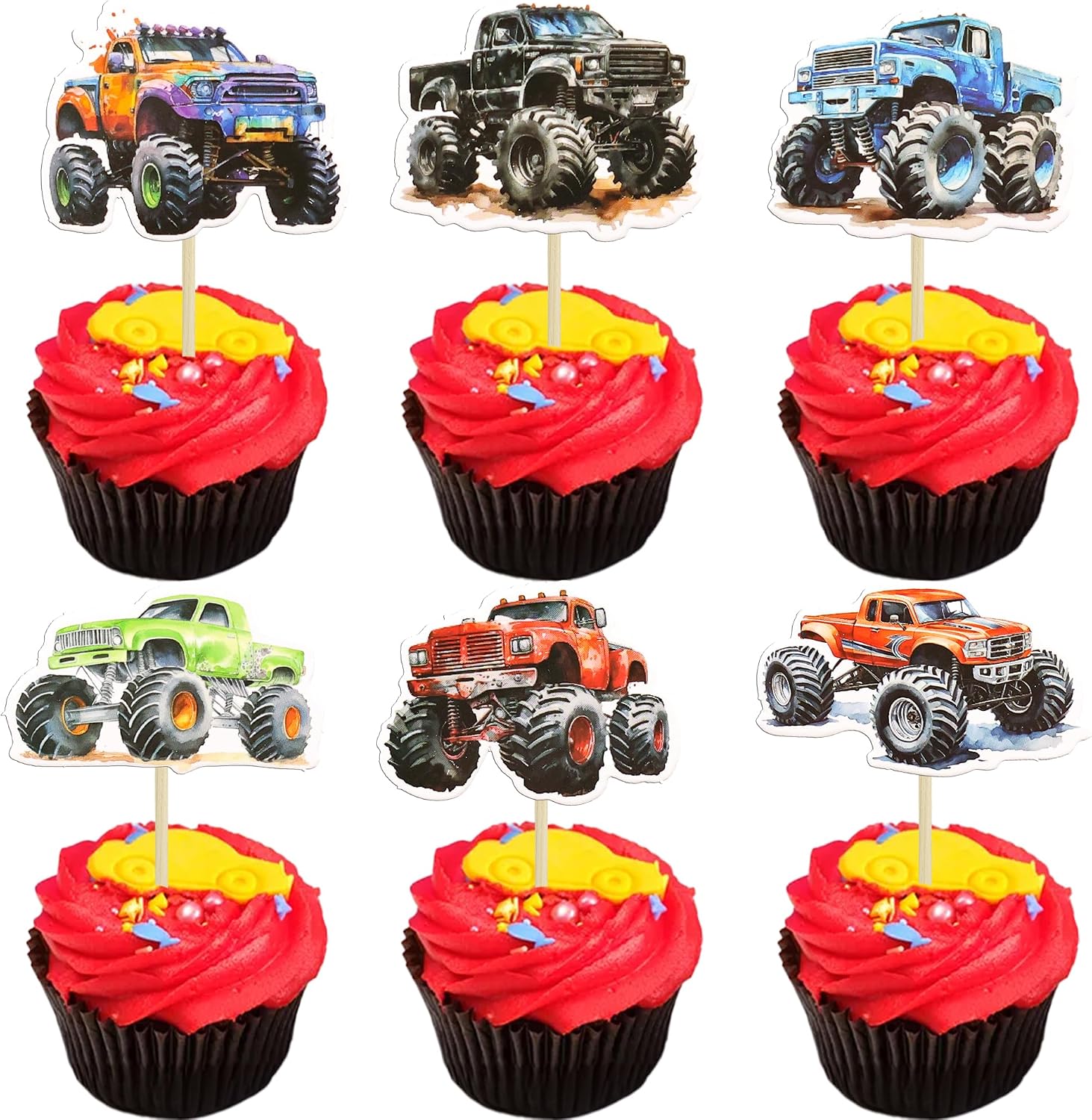 Amazon.com: Gyufise 36Pcs Truck Car Cupcake Toppers Truck Cupcake Picks ...