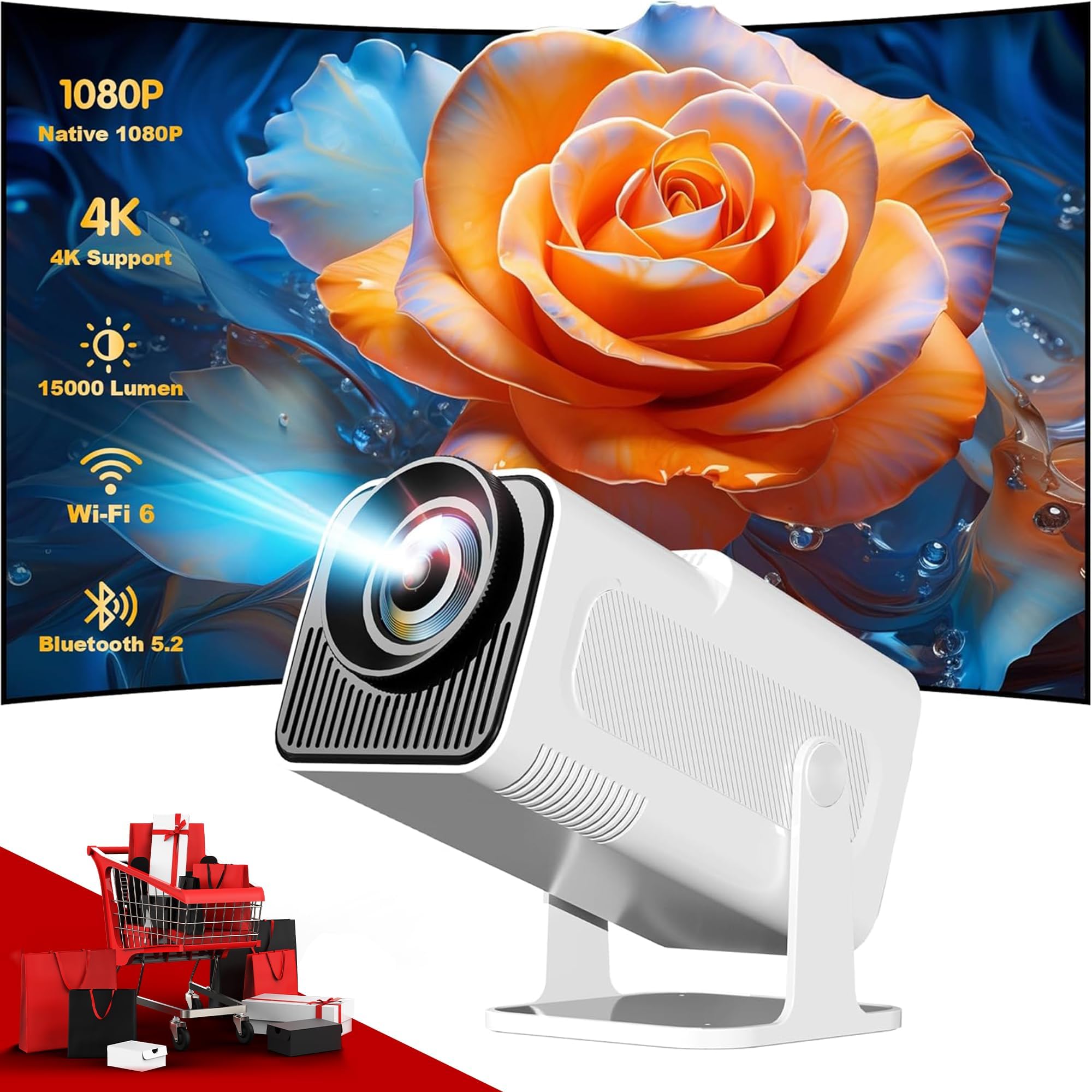 Amazon.com: Allesin Mini Smart Projector with wifi and bluetooth, Full ...