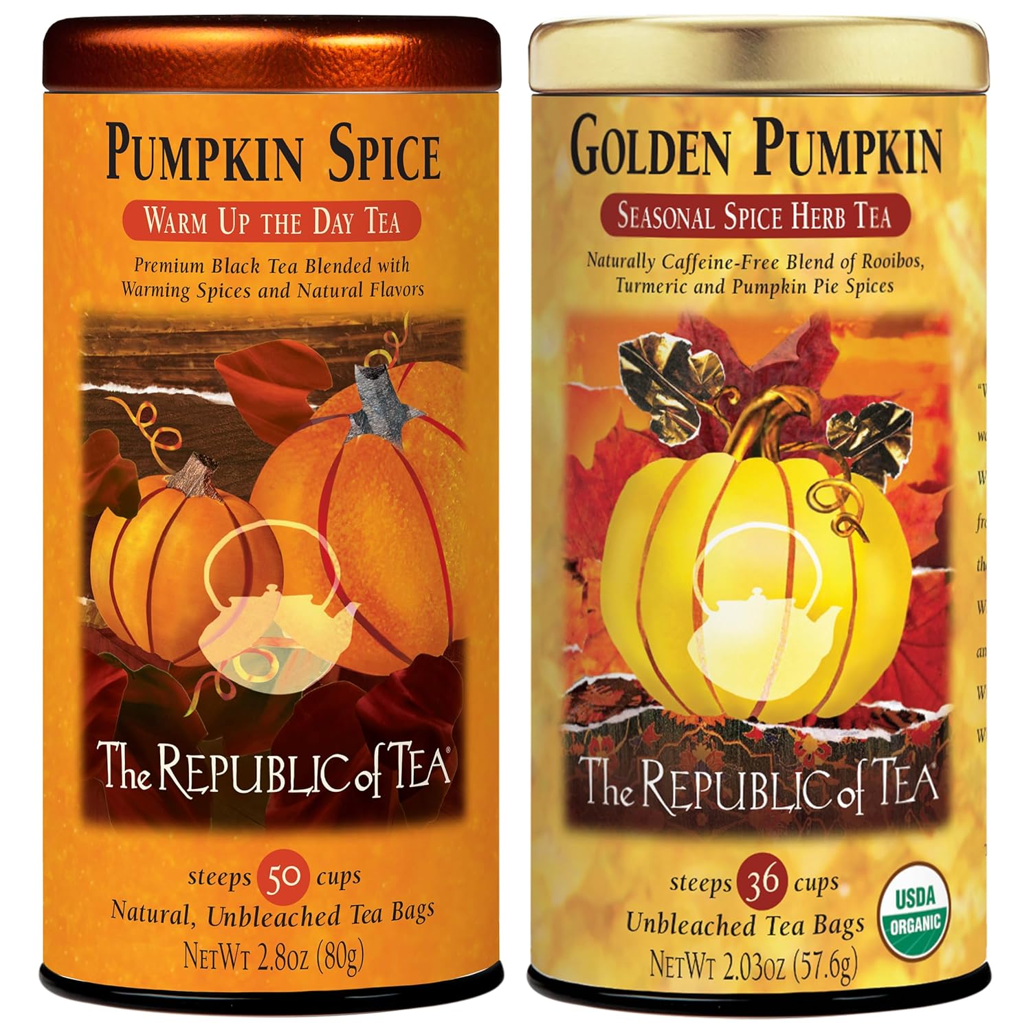 Amazon.com : The Republic of Tea – Limited-Edition Fall Pumpkin Teas - Pumpkin Spice and Golden ...