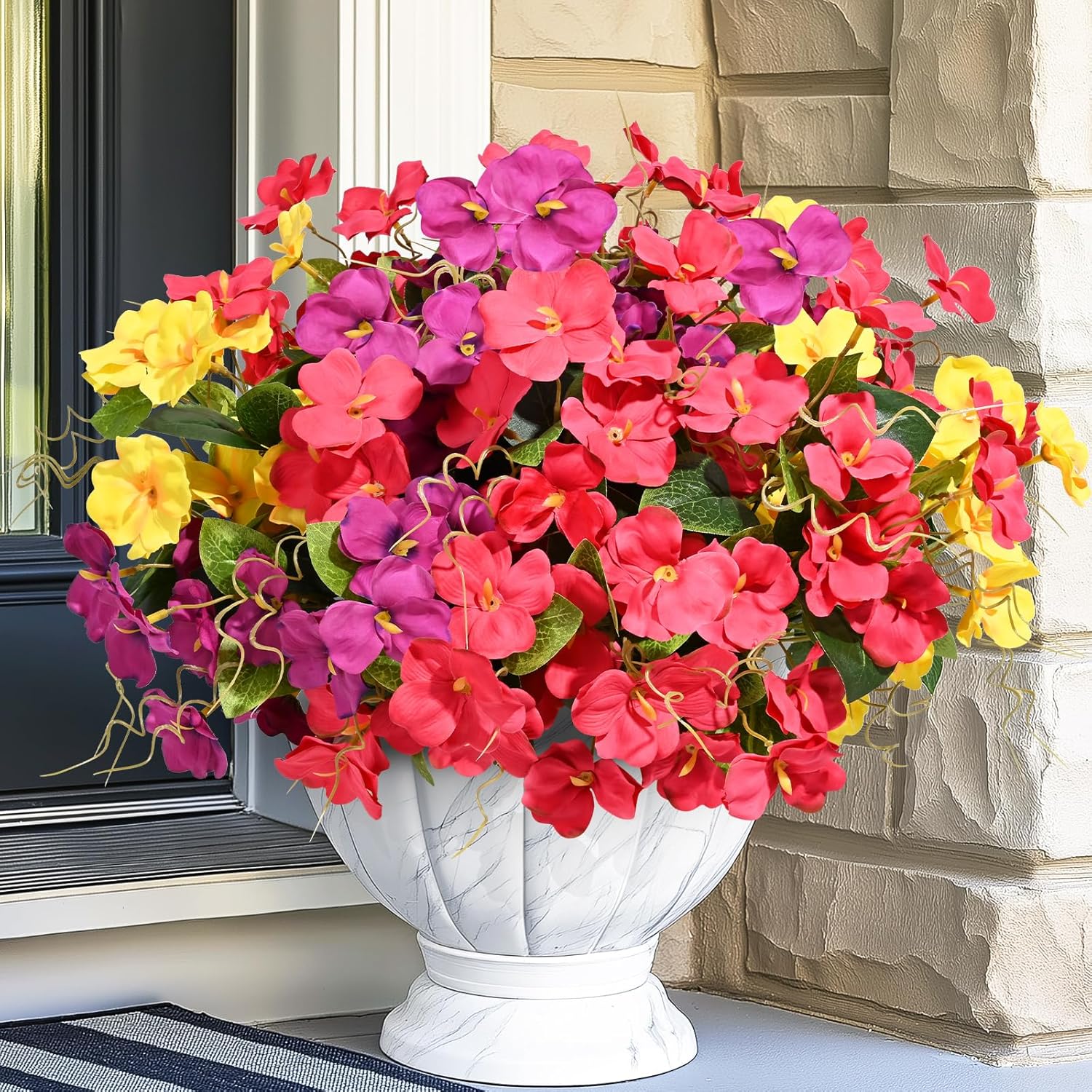 Dolicer 6 Bundles Look Real Artificial Flowers for Outdoors, UV ...