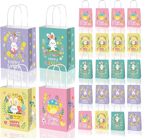 Amazon.com: VstarOne 12 PCS Easter Goodies Bags Kraft Paper bale with ...
