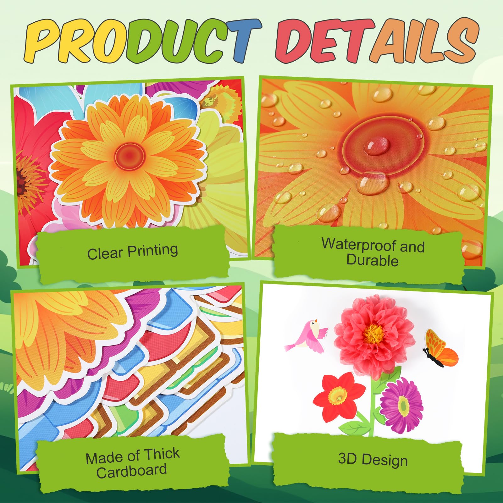 Snapklik.com : 3D Spring Flowers Bulletin Board Decorations Set For ...