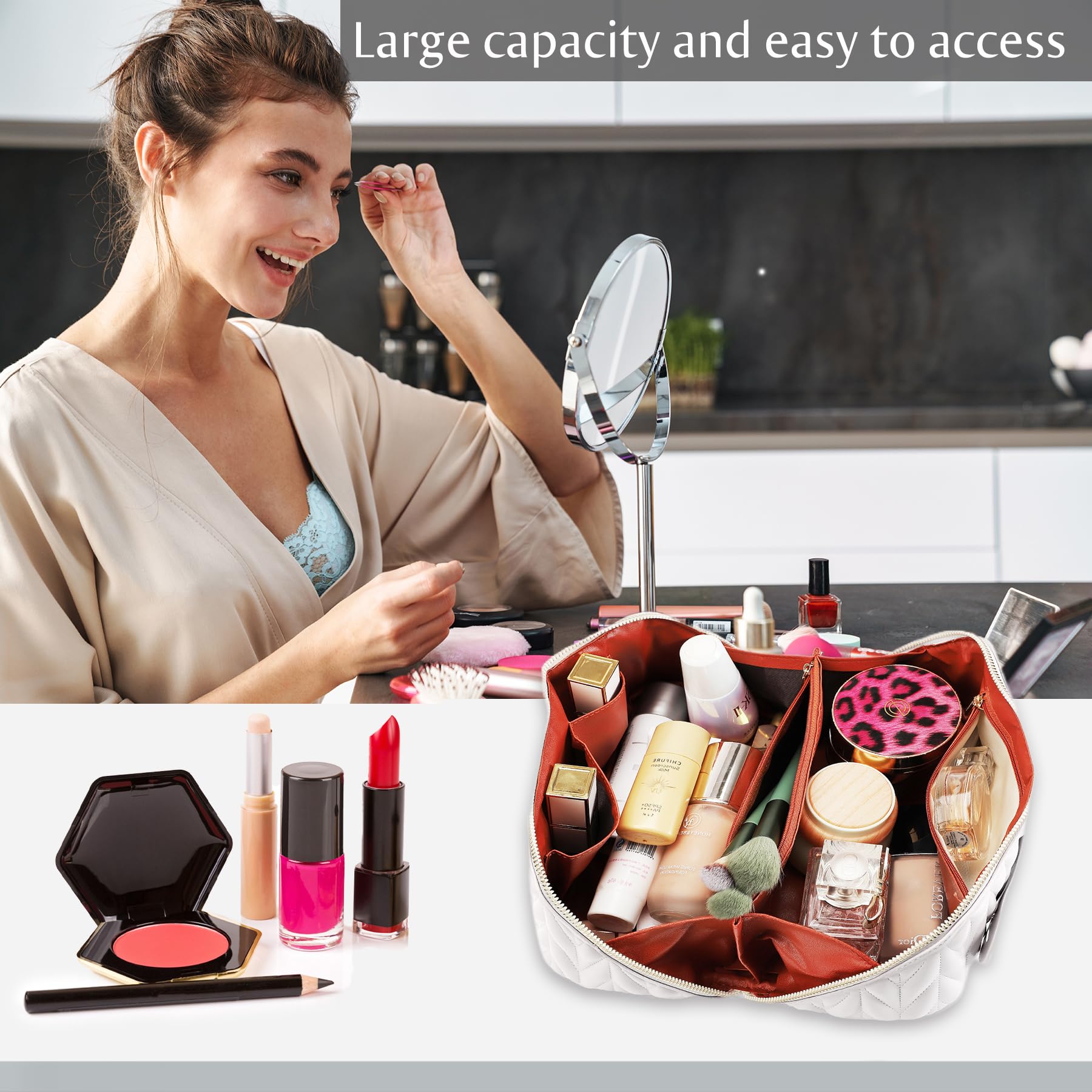 Snapklik.com : ALEXTINA Large Capacity Travel Cosmetic Bag - Quilted ...