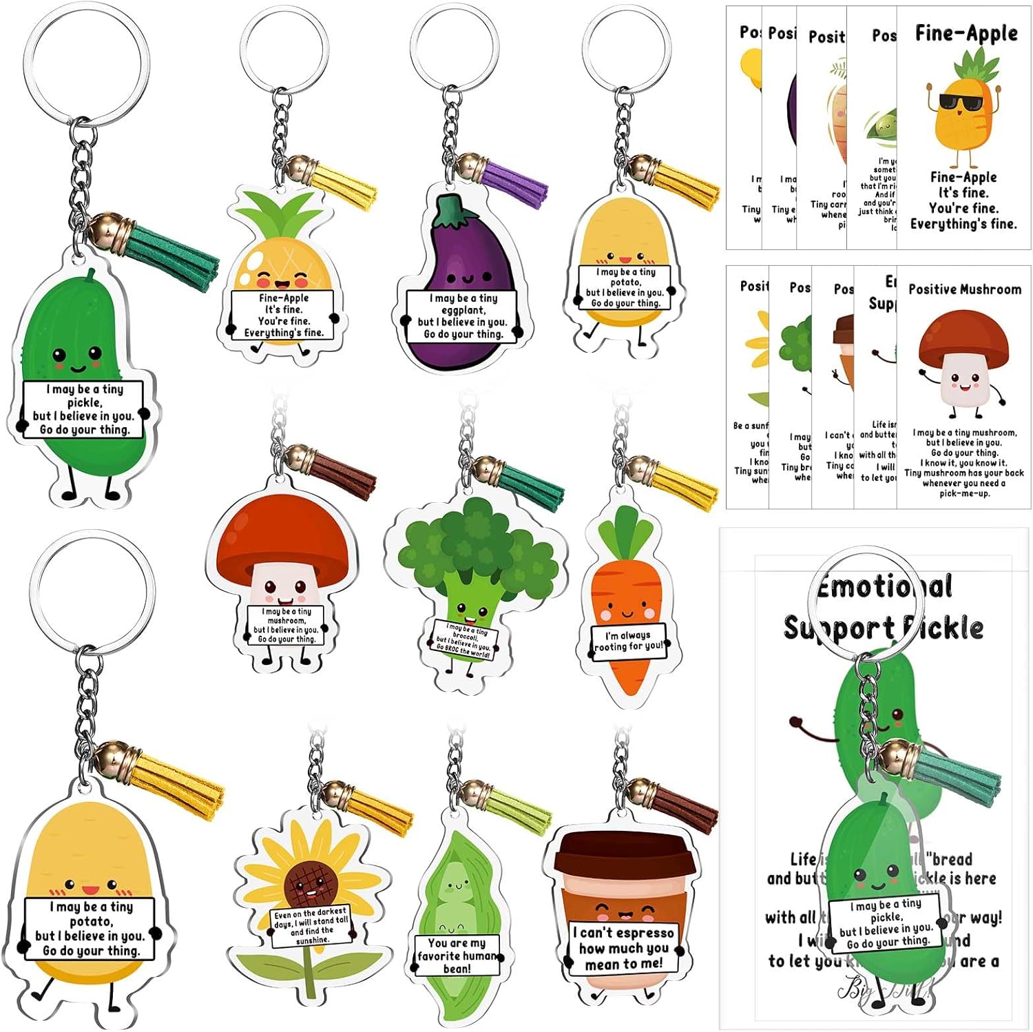 Amazon.com: Siifert 100 Sets Emotional Support Funny Keychains ...