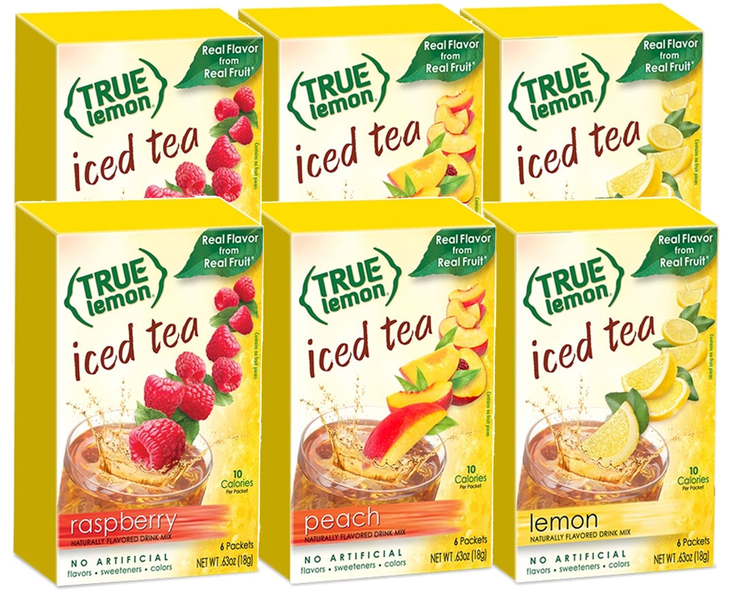 Amazon.com : LEMON, RASPBERRY & PEACH ICED TEA MIX by TRUE LEMON | Instant Powdered Drink ...
