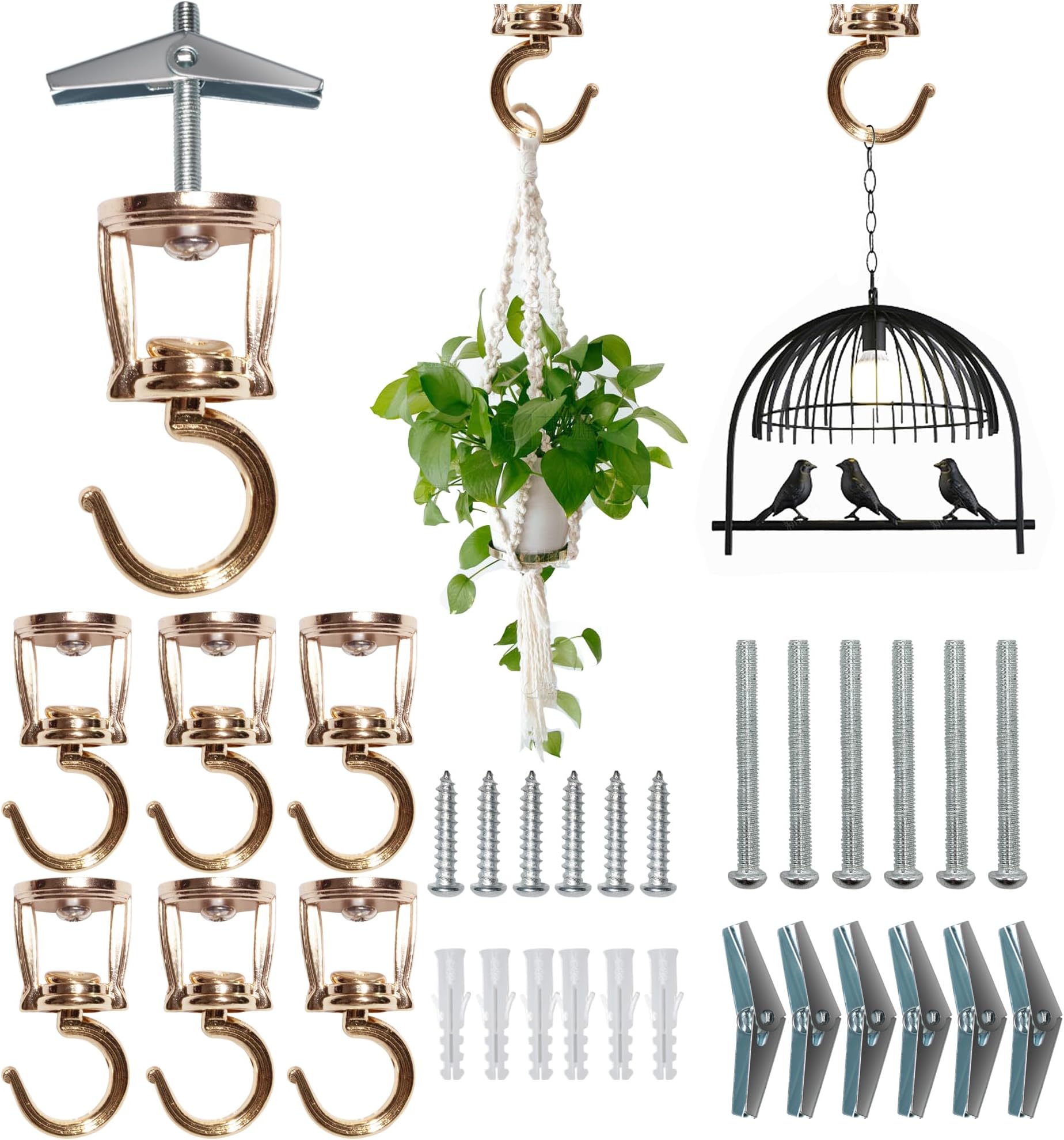 Amazon.com: ONIKK Ceiling Hooks for Hanging Plants (2 PCS Black),Heavy ...