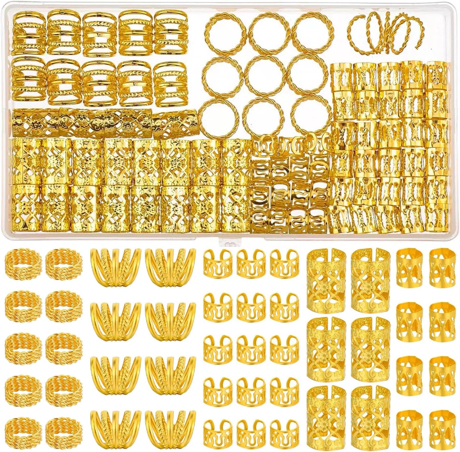 Amazon.com : Hotop 100 Pack Hair Rings Braid Rings Loop Clips Hair ...