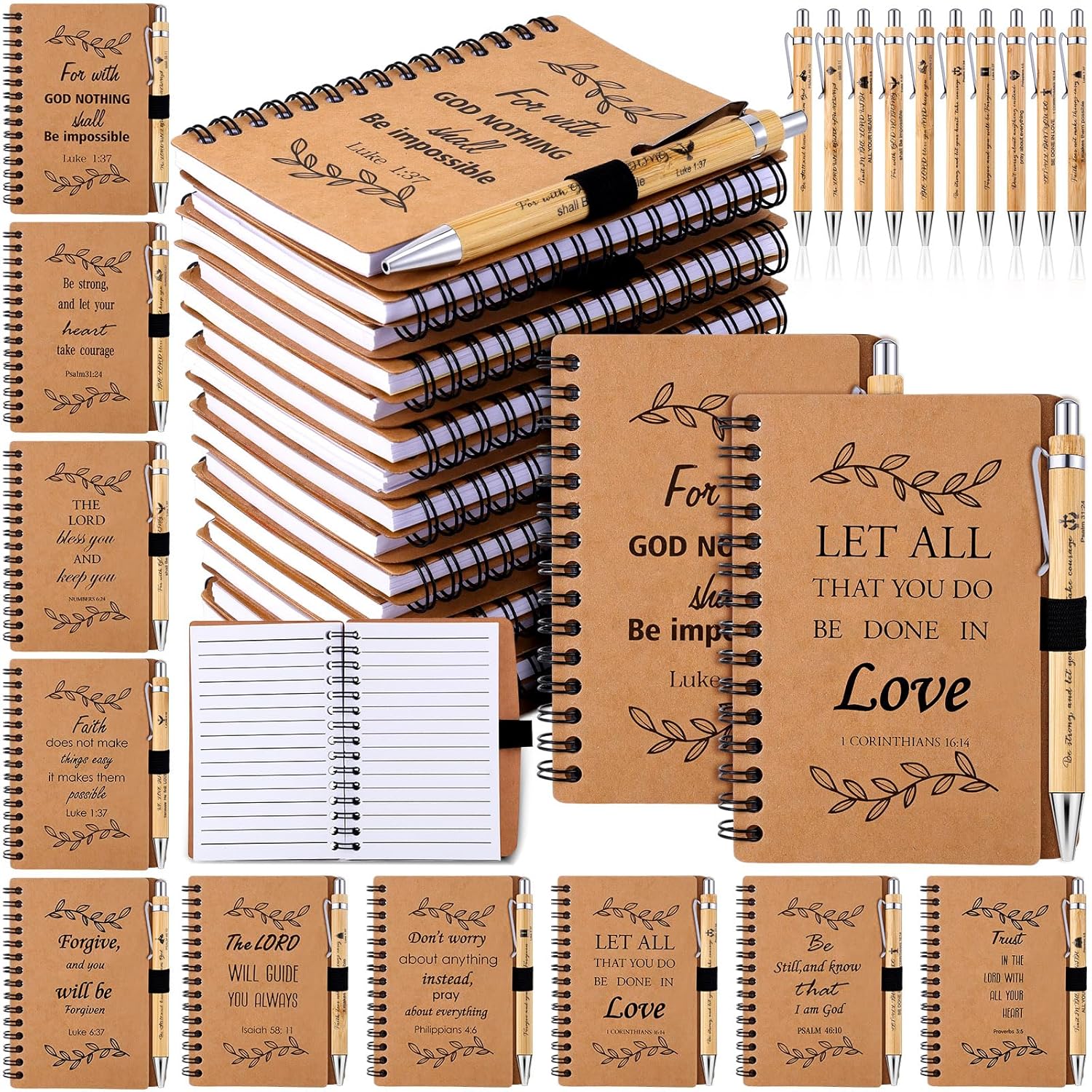 30 Set Christian Gifts Bulk Inspirational Spiral Notebook Bible Verses ...