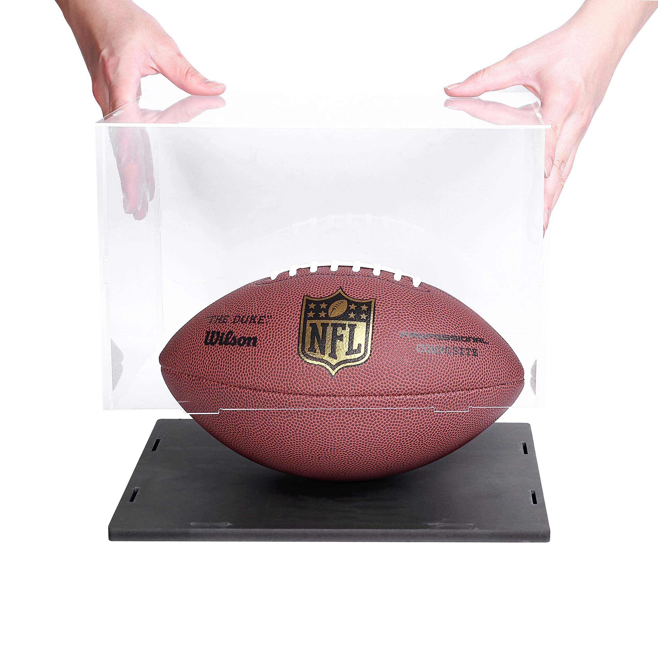 Upgraded Clear Acrylic Display Stand Football Box Display Case Assemble ...