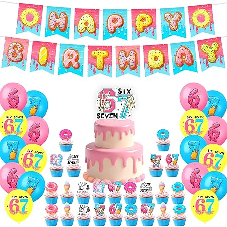 Amazon.com: 6 7 Birthday Decorations, 67 Meme Themed Birthday ...