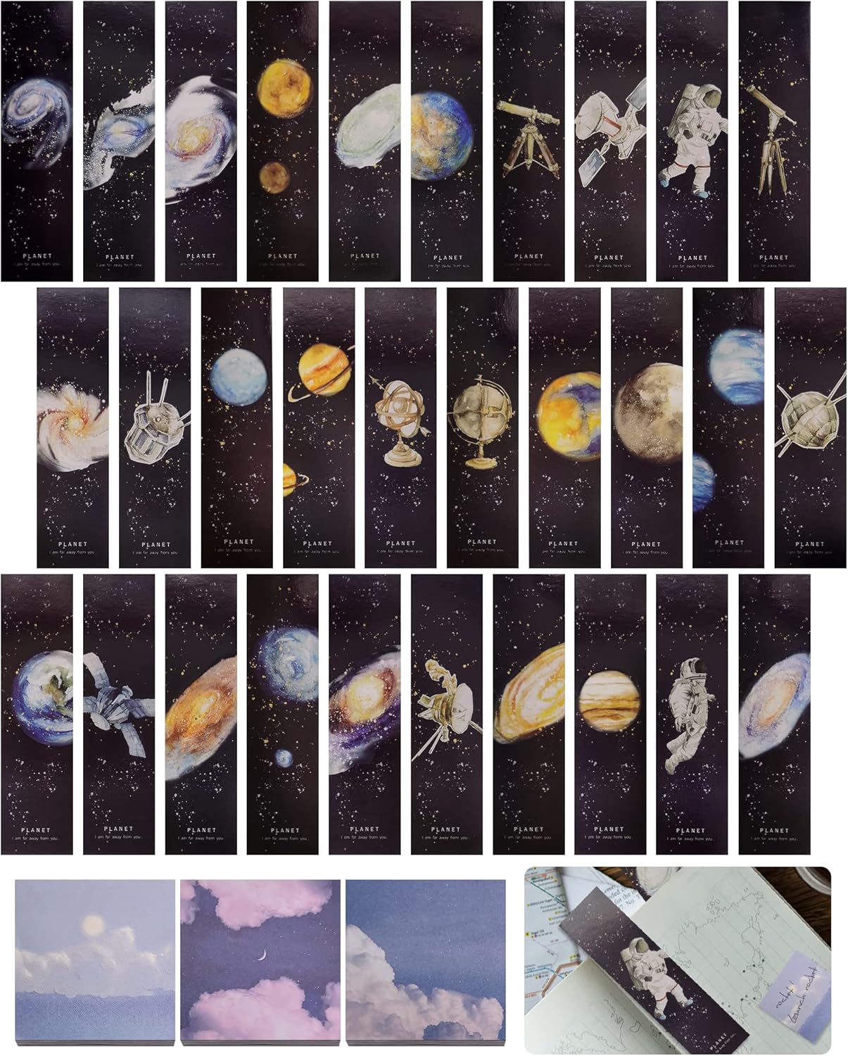 Daily Treasures 30Pcs Space Theme Bookmarks, Colorful Universe Book ...