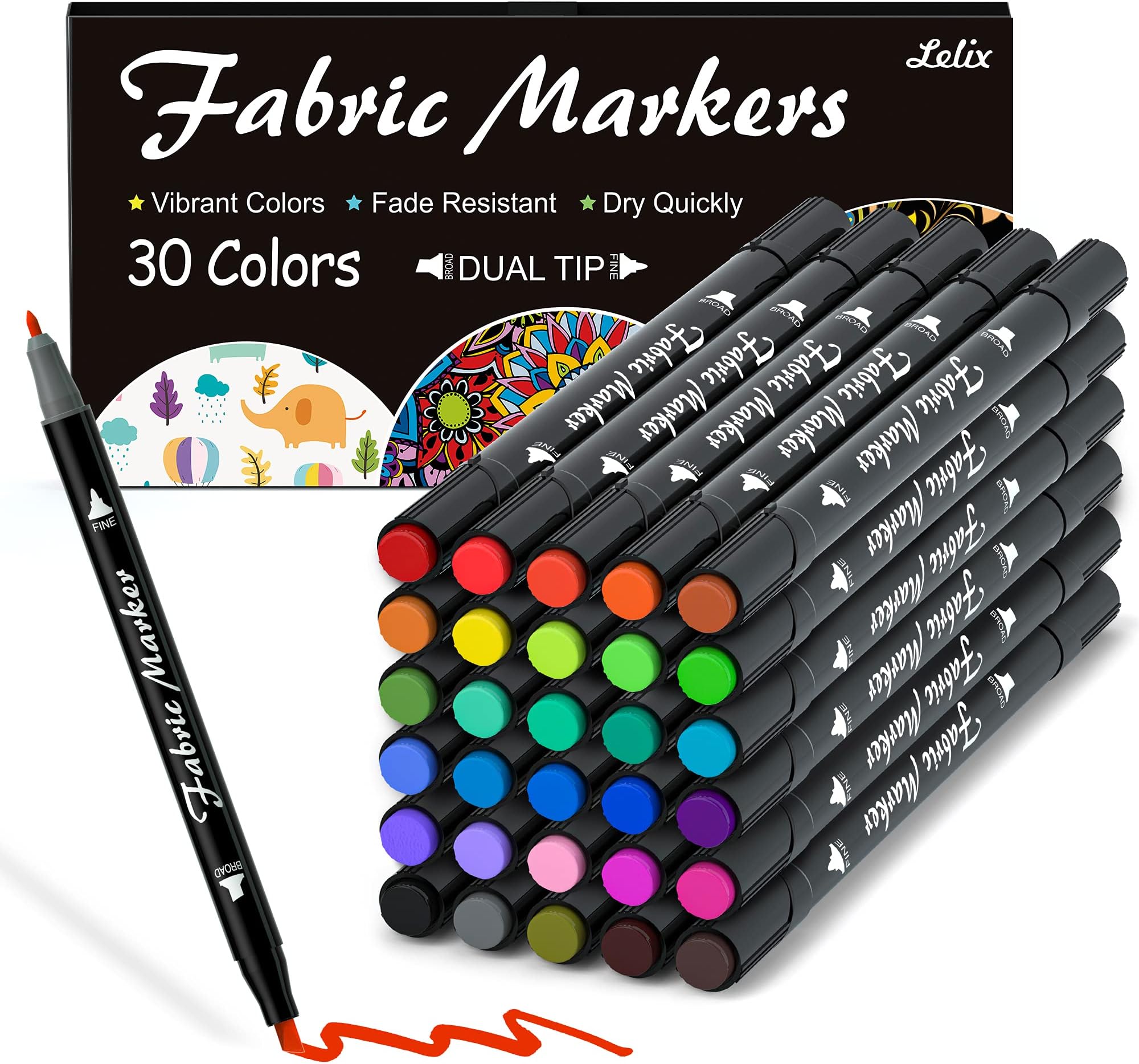 Amazon.com: Zenacolor 20 Fabric Markers Pens Set - Indelible and ...