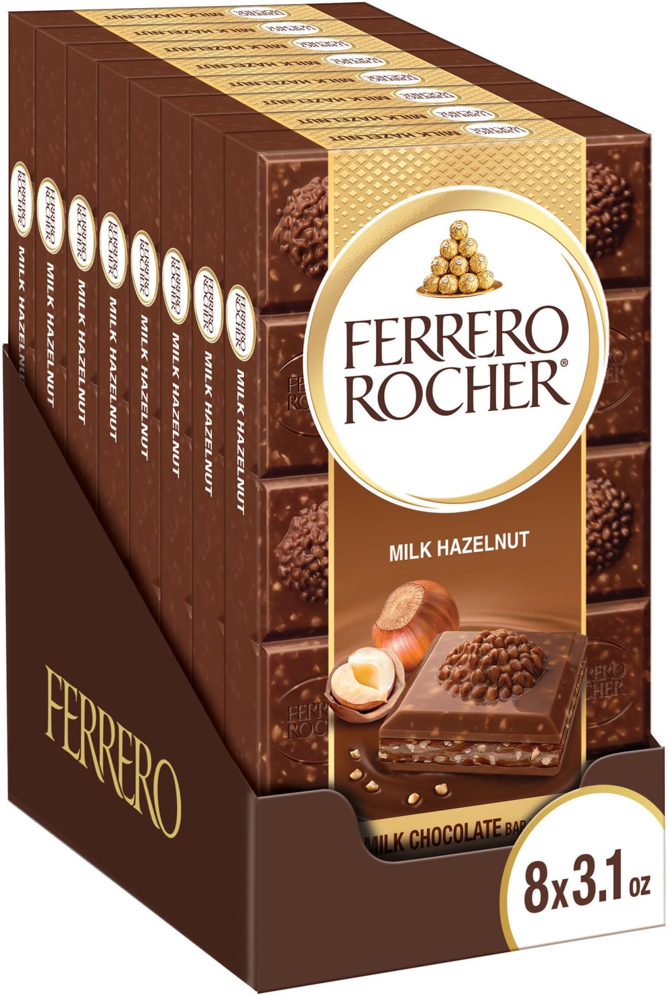 Amazon.com : Ferrero Rocher Premium Chocolate Bars, 8 Pack, Chocolate ...