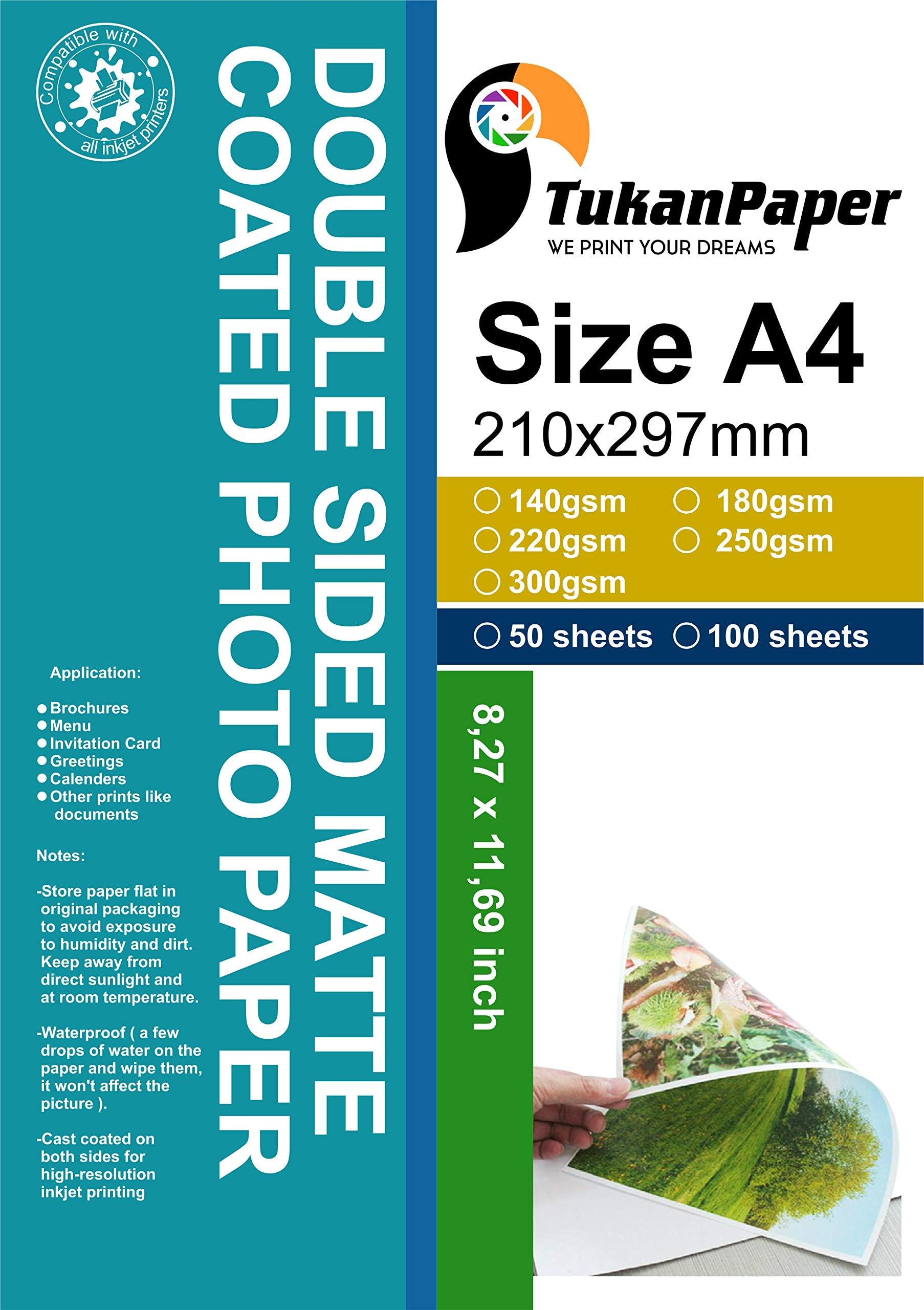 Amazon.com : Premium Double-Sided Matte Inkjet Photo Paper - A4 Size (8 ...