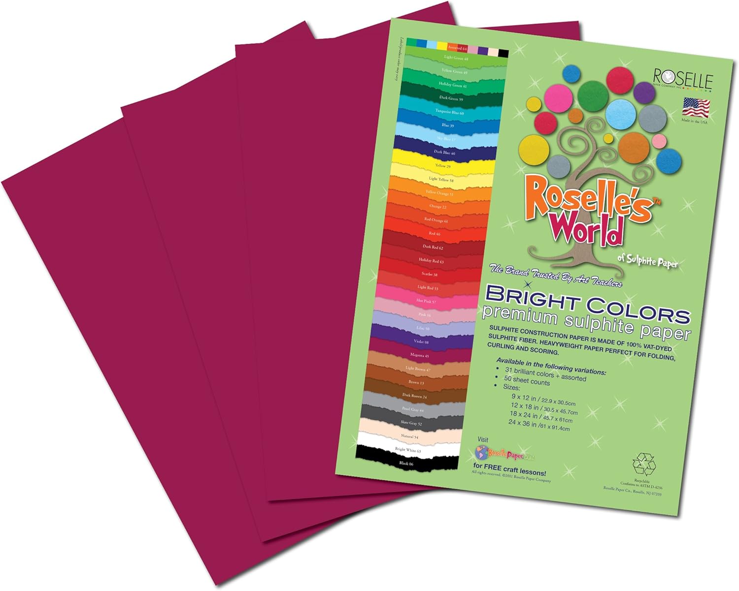 Amazon.com : Roselle Bright Colors Suphite Construction Paper, 9 x 12 ...