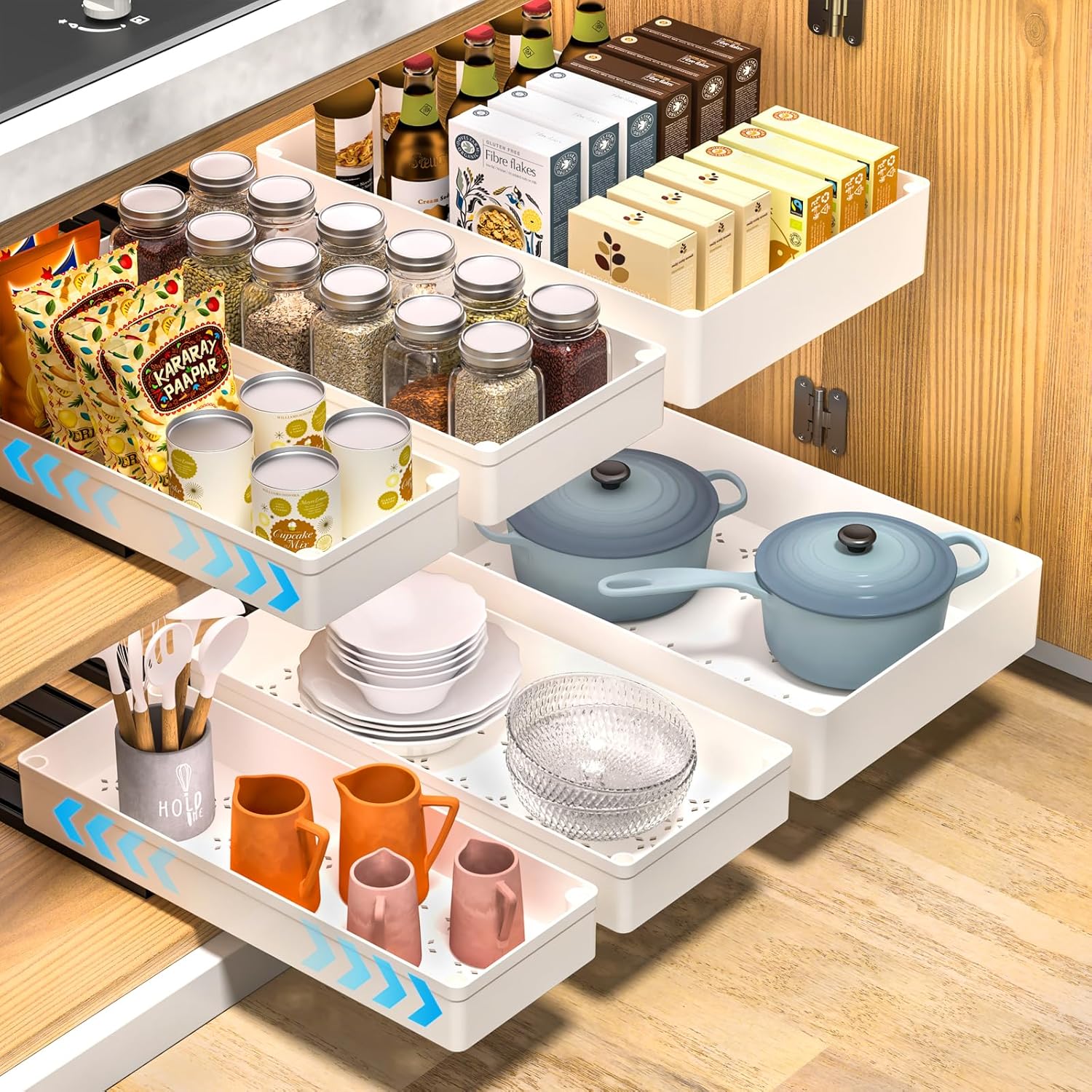 Amazon.com: GUSOYO 3 Pack Pull Out Cabinet Organizer, 3 Sizes Slide Out ...